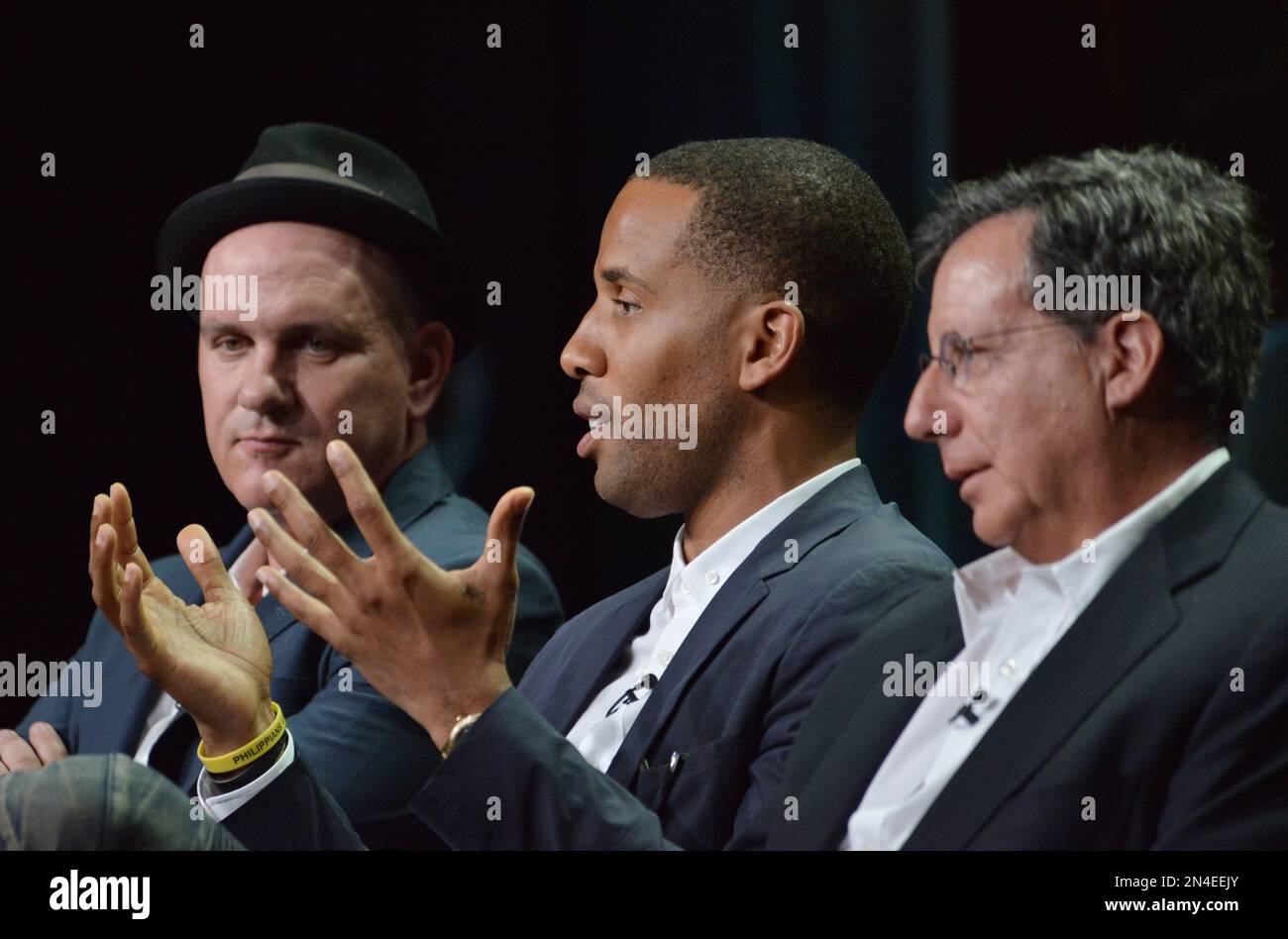 Executive producers Mike O'Malley, and from left, Maverick Carter, and ...