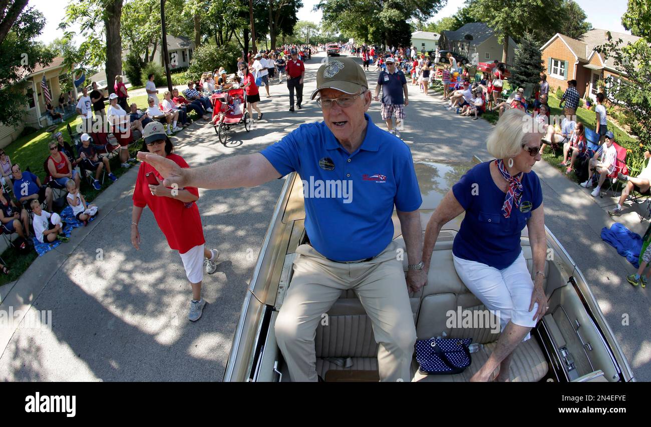 In this photo taken July 4, 2014, Sen. Pat Roberts and his wife Franki ...