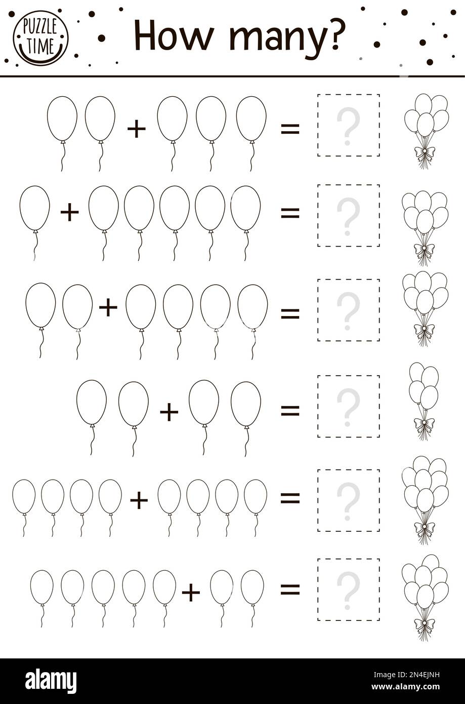 Birthday counting game with colorful balloons. Holiday activity for ...
