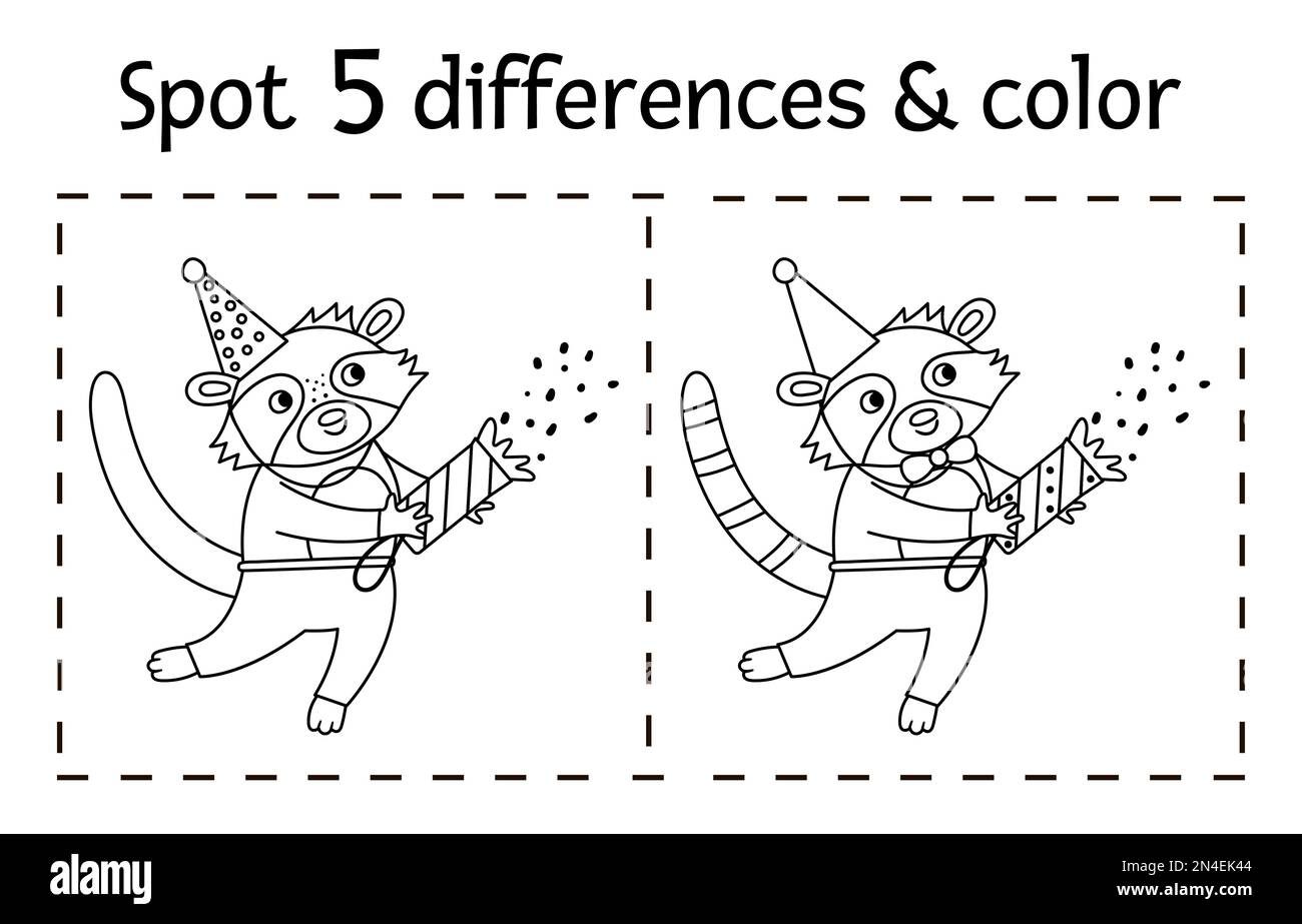 Birthday party find differences and color game for children ...
