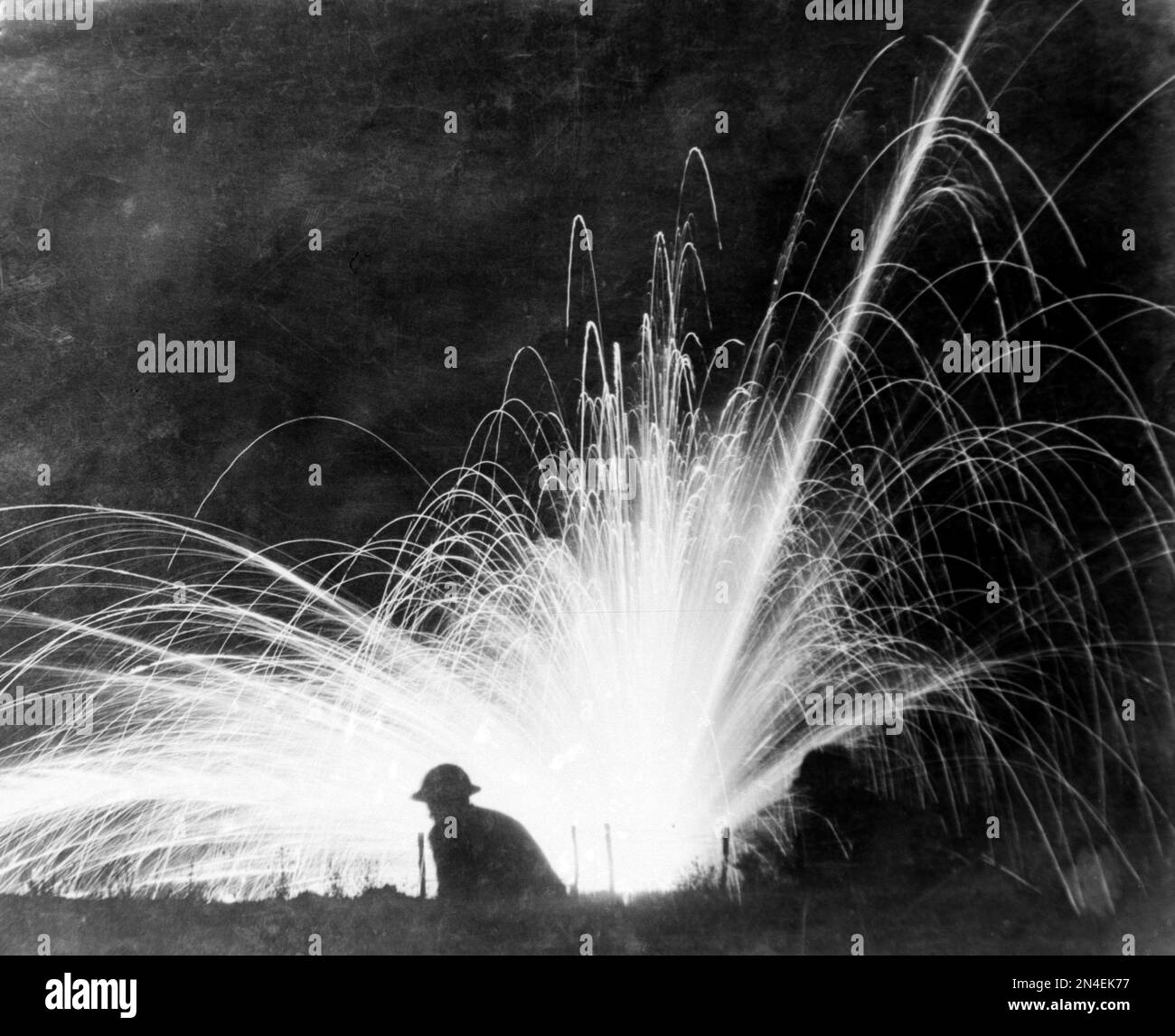 Phosphorous flare in use during the Great War, date and location of ...