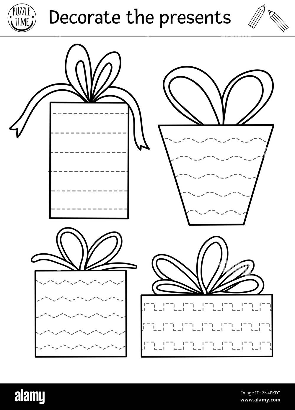 Vector Birthday party handwriting practice worksheet. Holiday printable ...