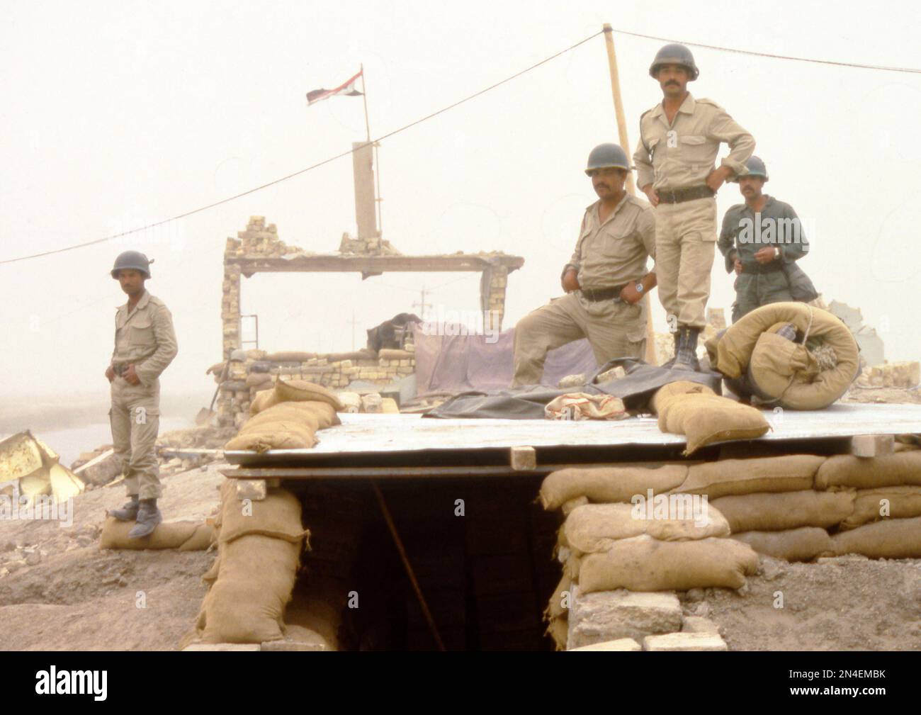 Iraqi forward troops, in a fortified position, in June 1984, occupy ...