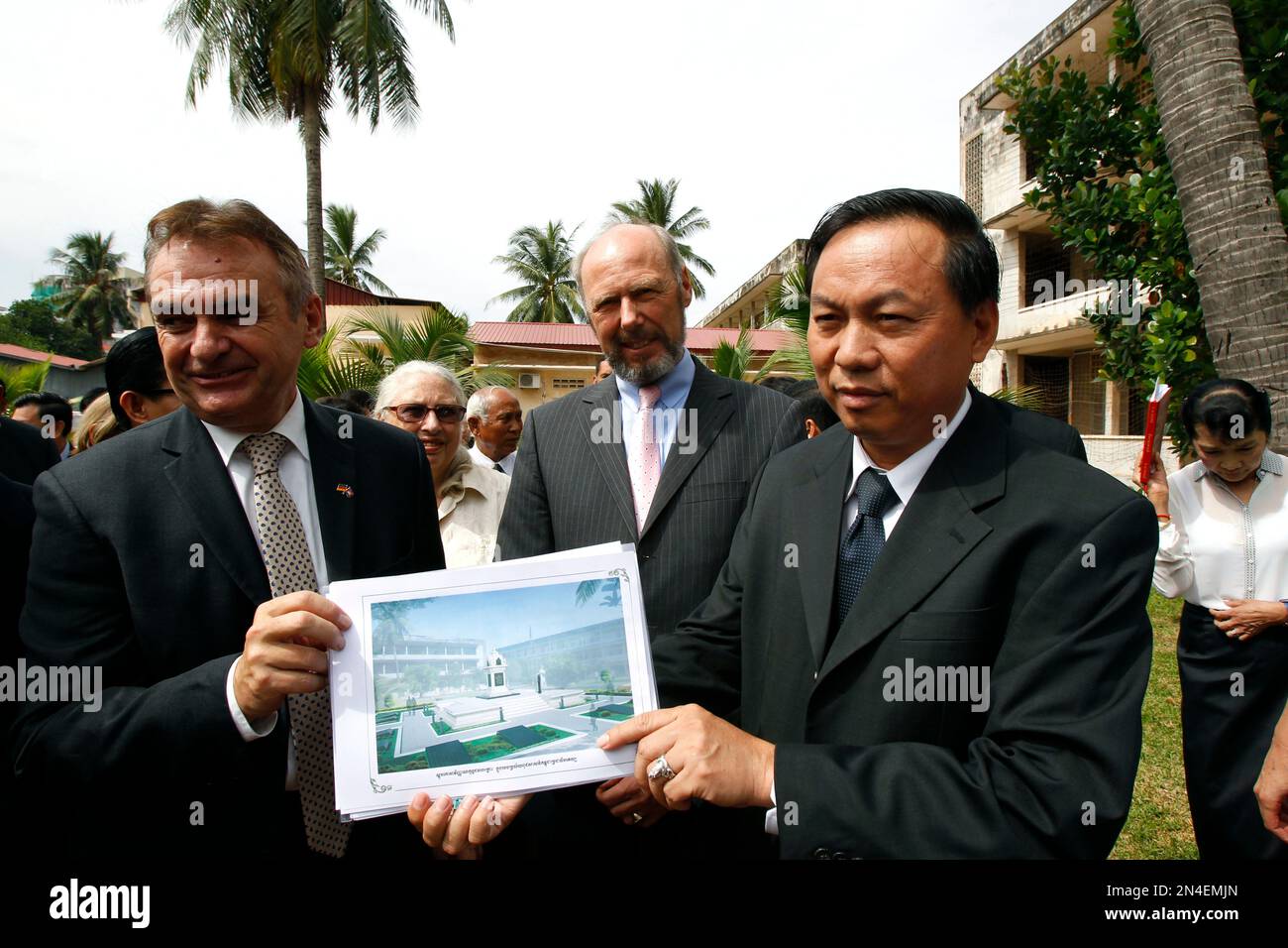Cambodian Embassy officer Han Touch, right, and German Embassy officer ...