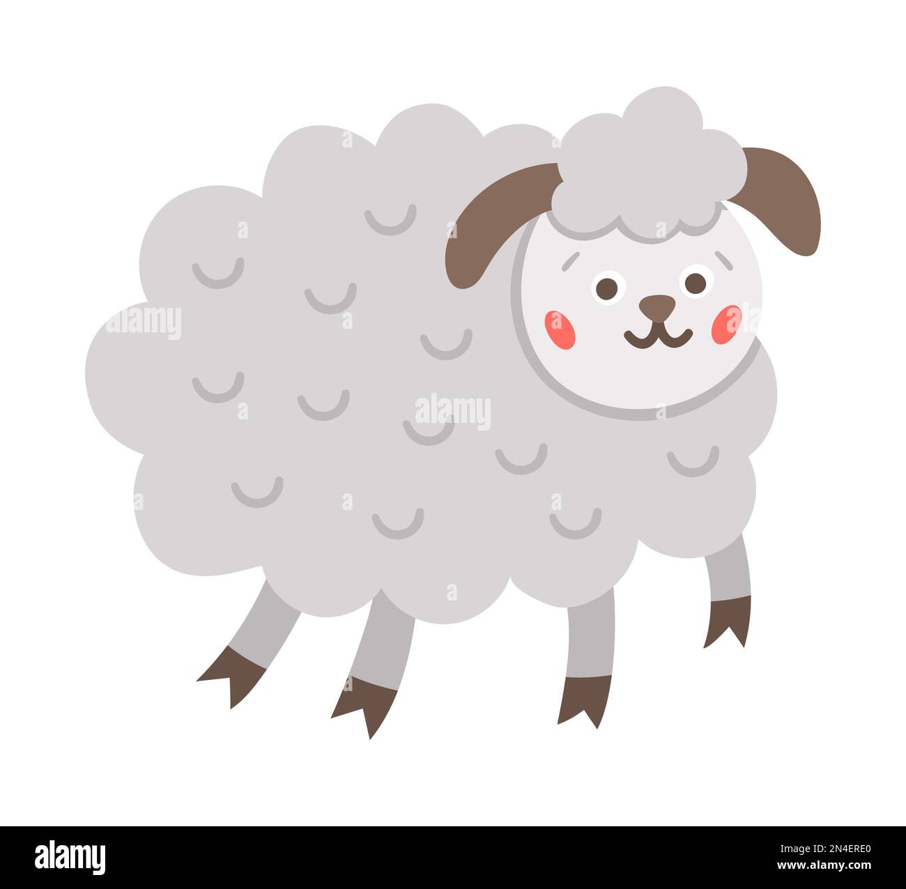 Vector sheep icon. Cute smiling farm animal isolated on white ...