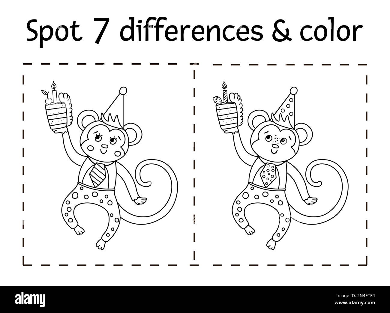 Birthday party find differences and color game for children ...