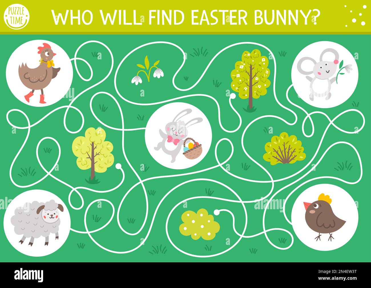 Easter maze for children. Holiday preschool printable educational ...