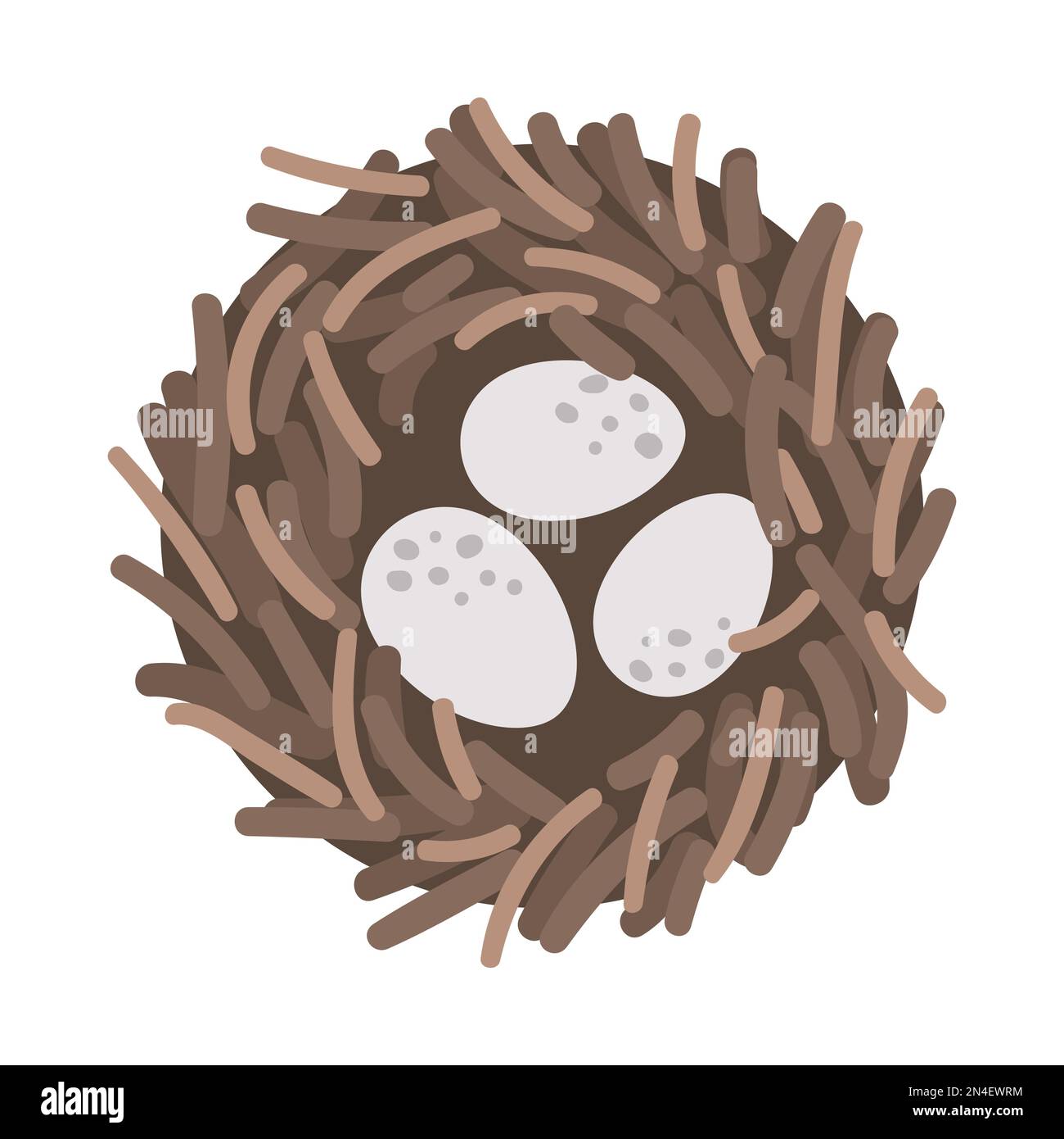 Vector flat bird nest with eggs icon. Farm or Easter illustration ...