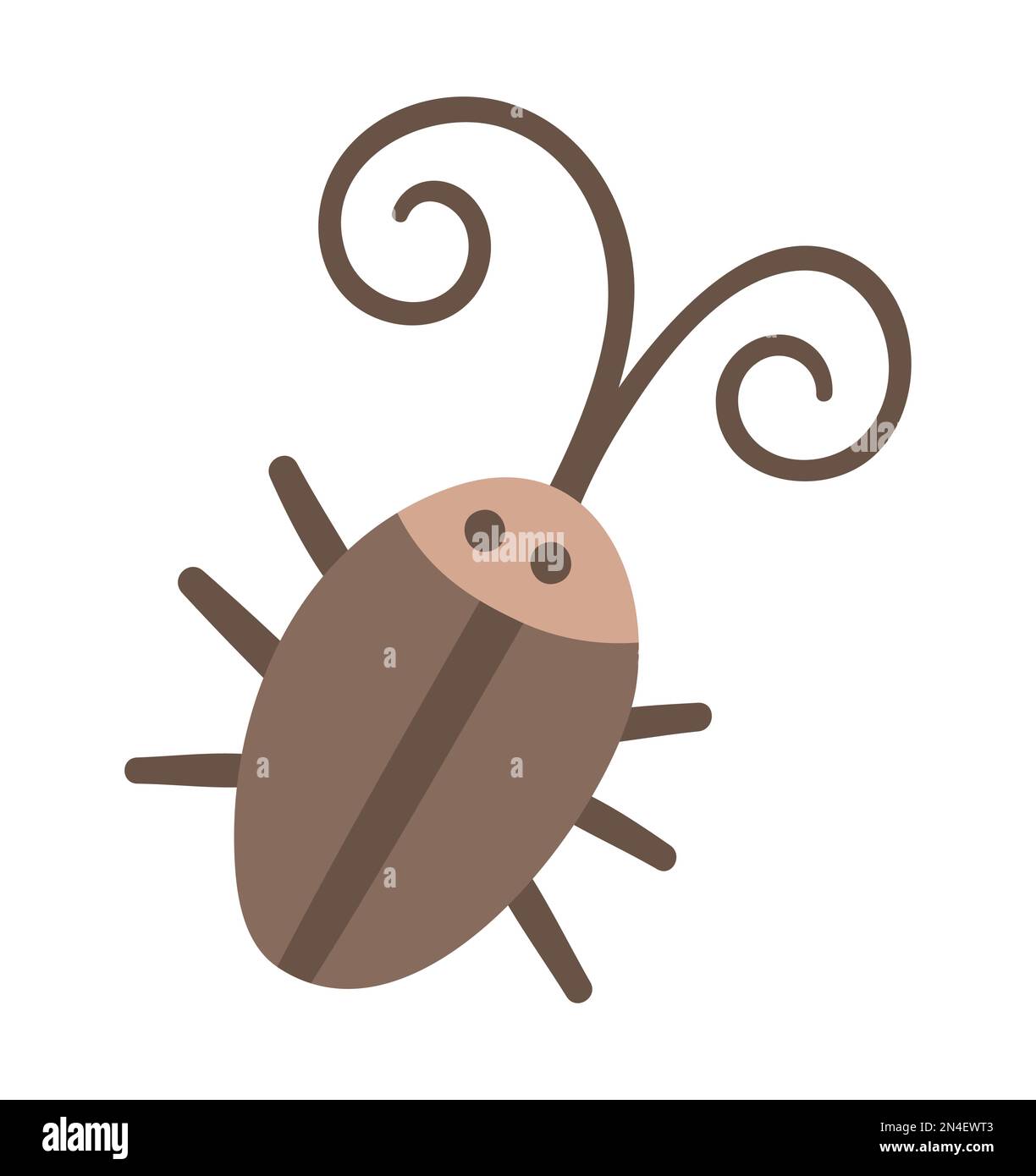 Vector flat brown beetle icon. Funny woodland, forest or garden insect ...