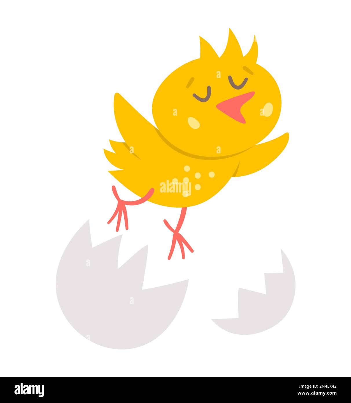 Vector funny chick icon. Spring, Easter or farm little bird ...