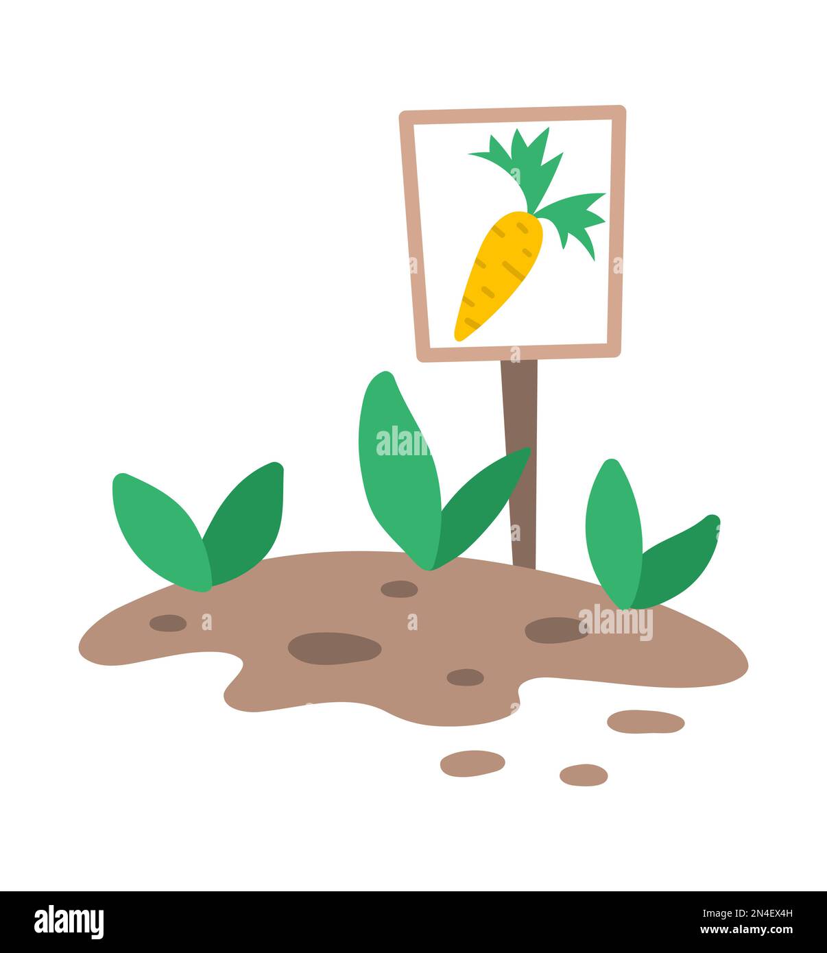 Vector garden carrot sign table with sprouted plants isolated on white ...