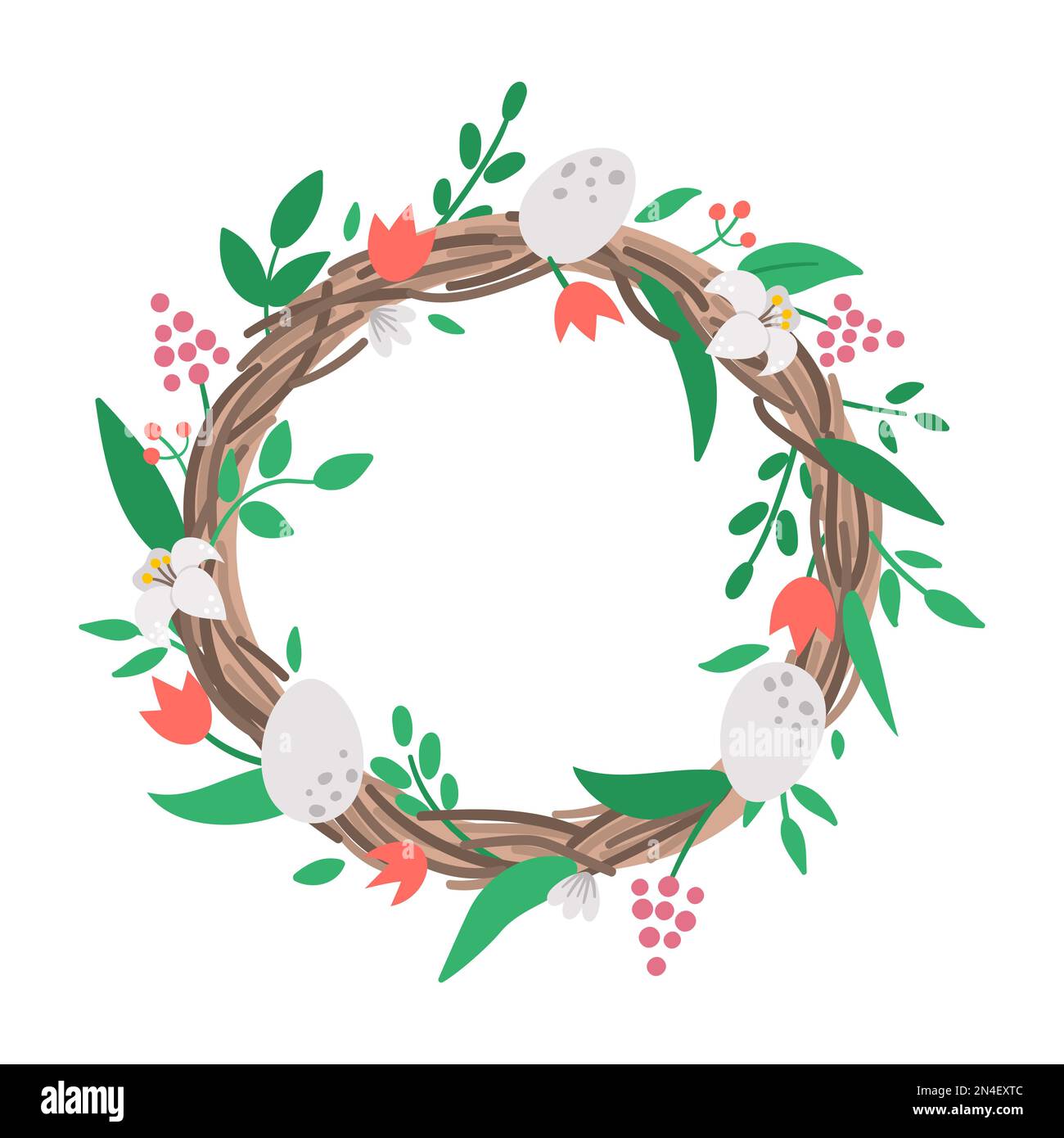 Vector Easter round decorative element. Cute bright composition with ...