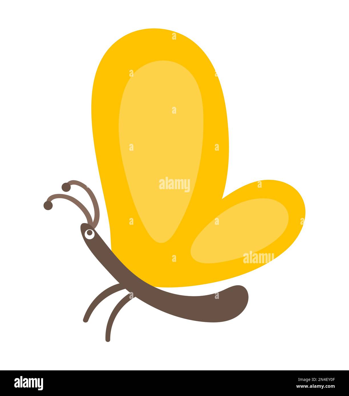 Vector flat yellow butterfly icon. Funny woodland, forest or garden ...