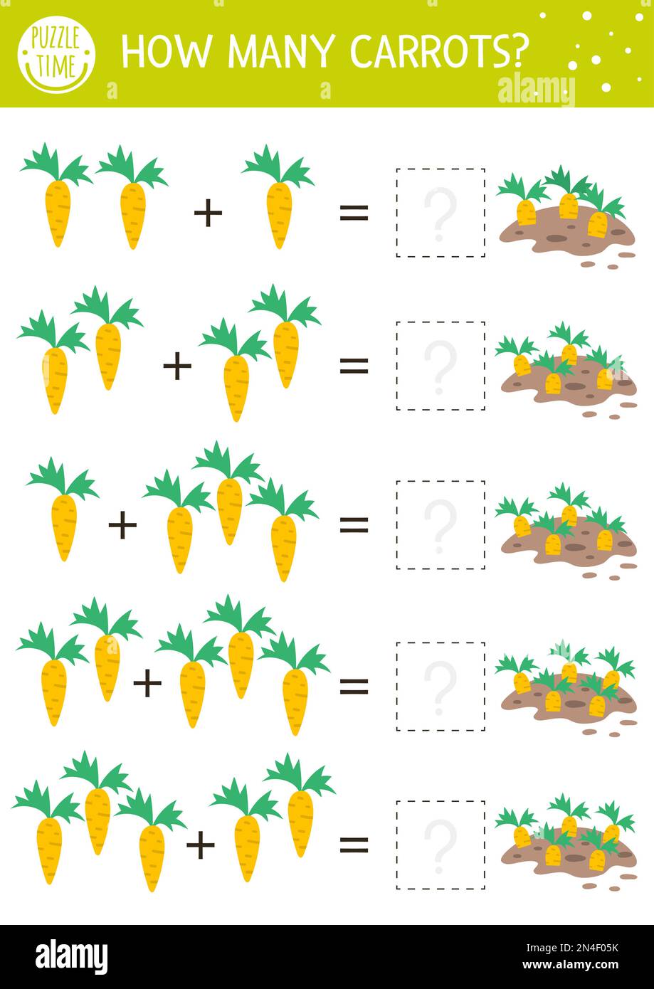 Easter counting game with carrots. Holiday activity for preschool ...