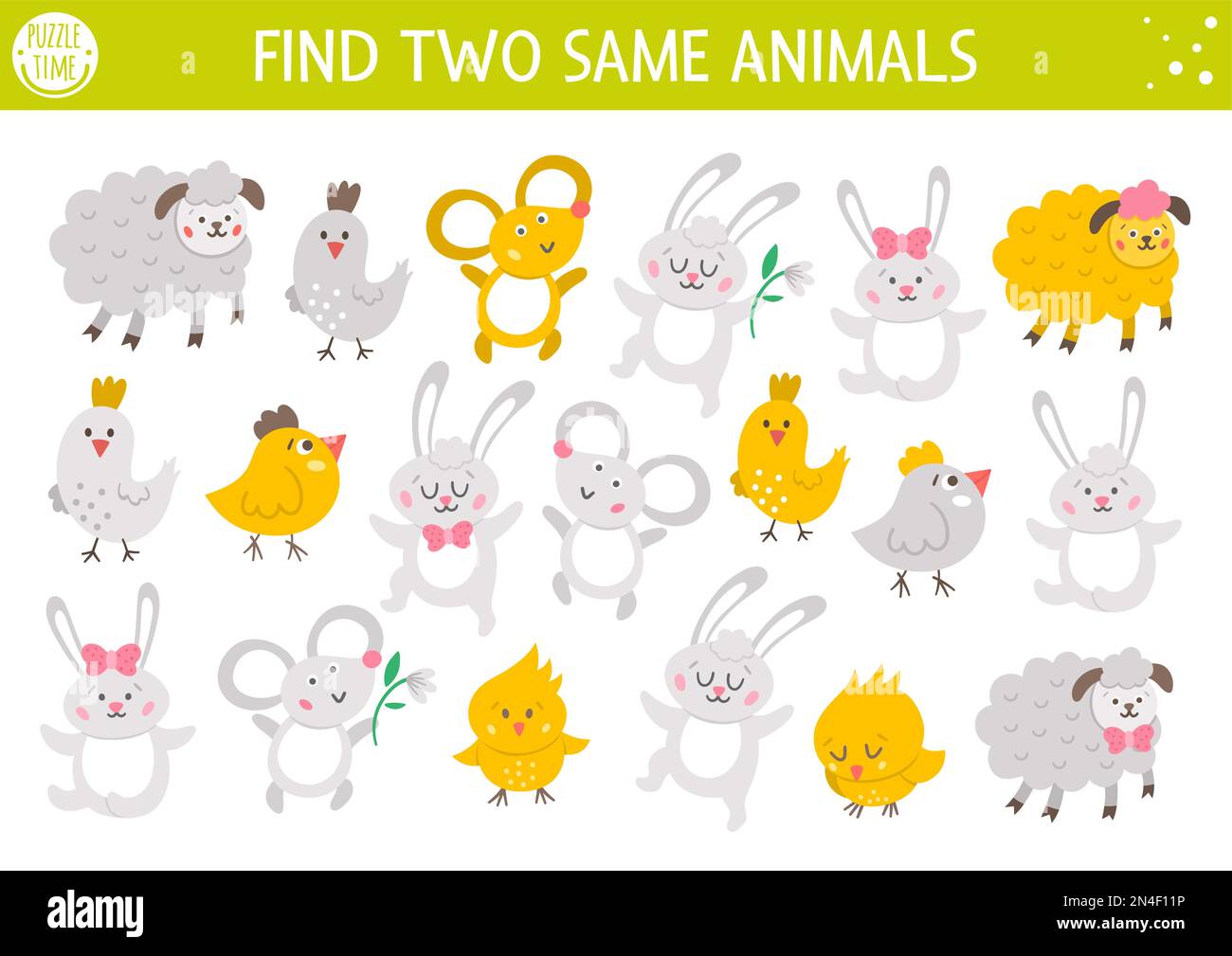 Find two same animals. Easter matching activity for children. Funny ...