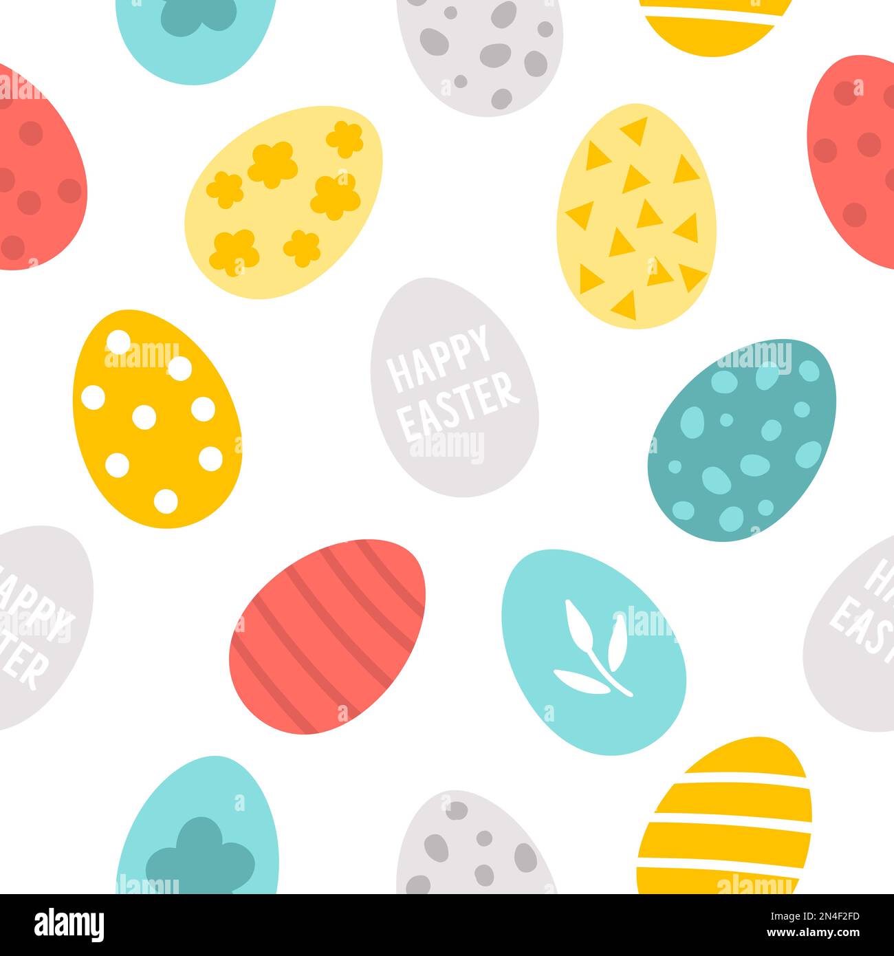 Vector Easter colored eggs seamless pattern. Spring flat repeating ...