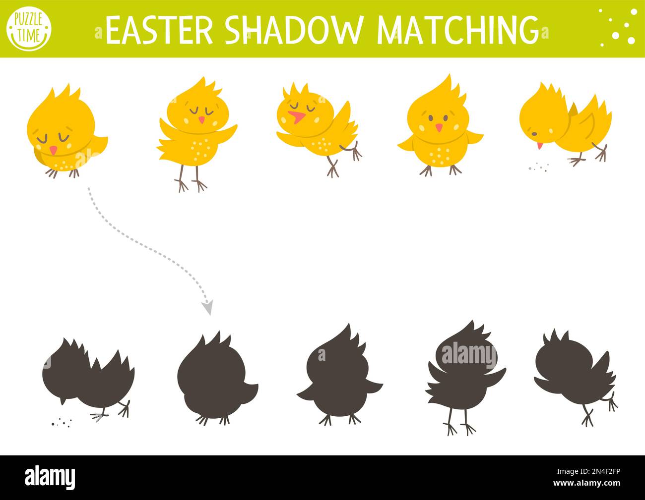 Easter shadow matching activity for children with chickens. Fun spring ...