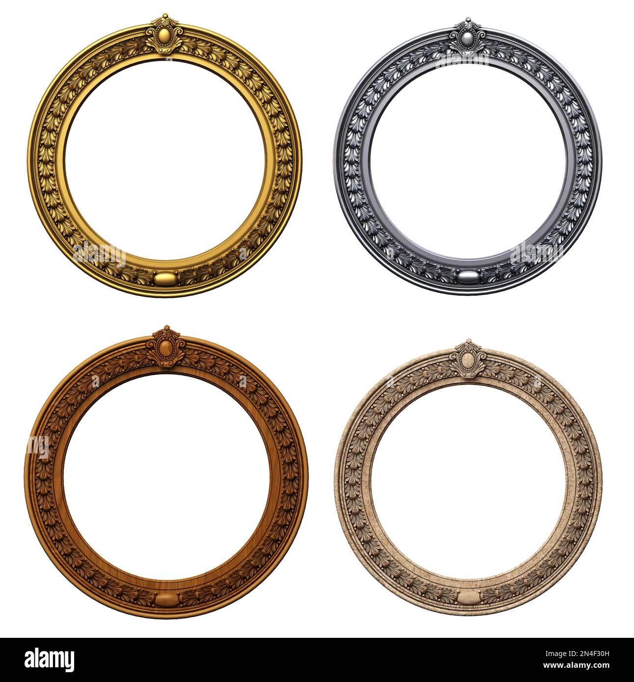 Set of round classical baroque carved frames Stock Photo - Alamy