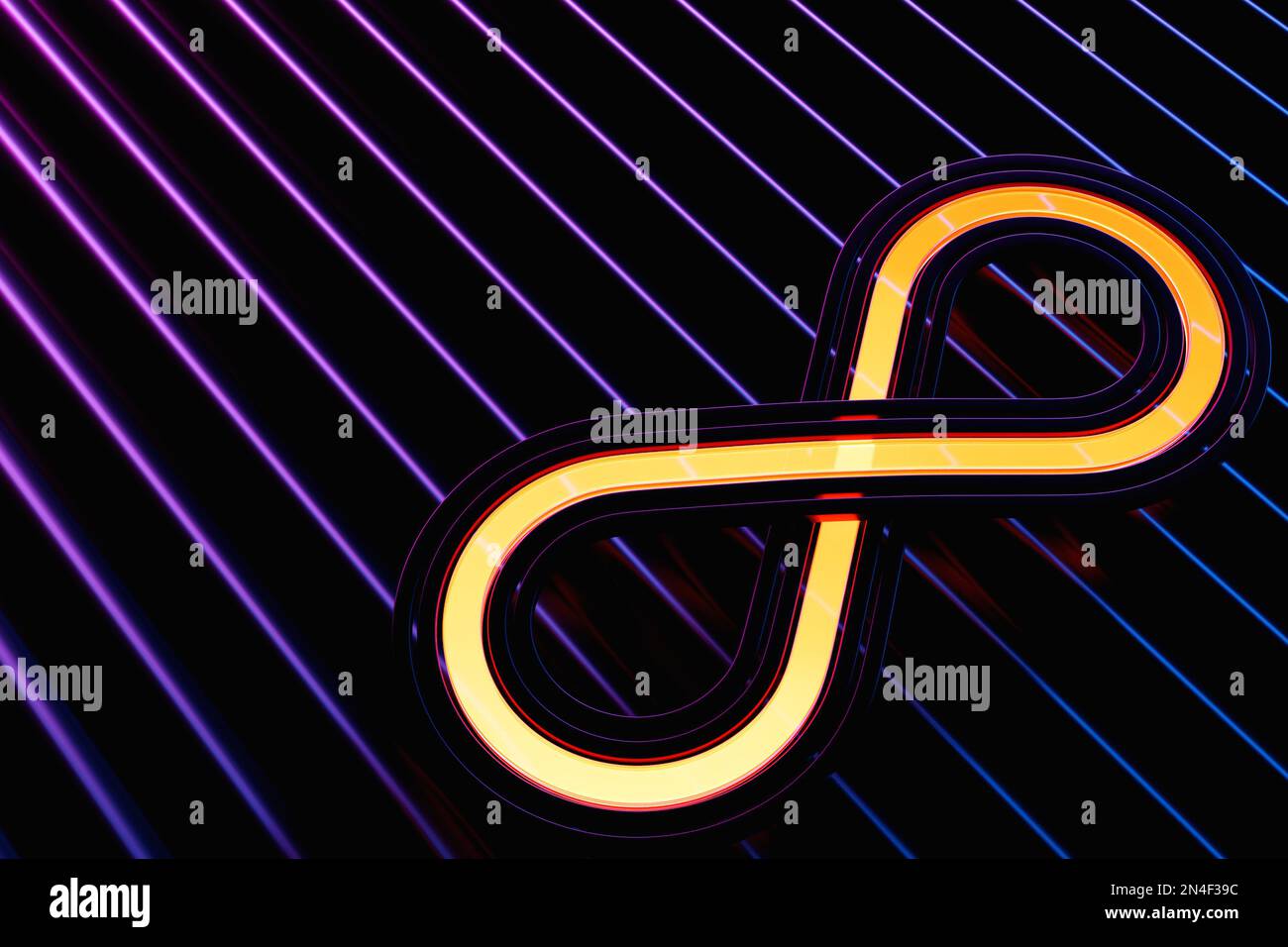 An infinity symbol made up of on an isolated purple studio background ...