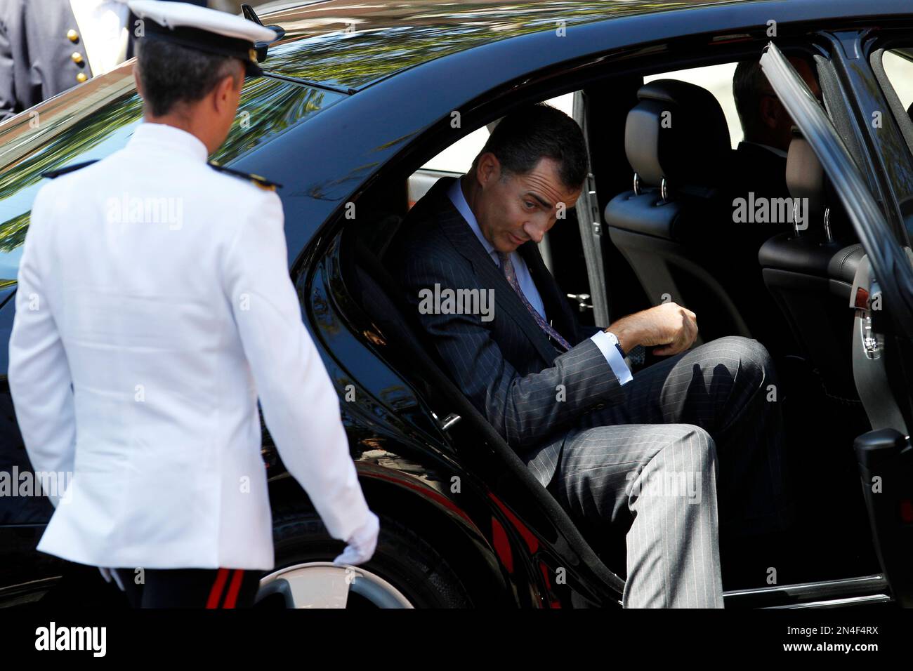 Spain's King Felipe VI arrives at Belem presidential palace to meet the ...