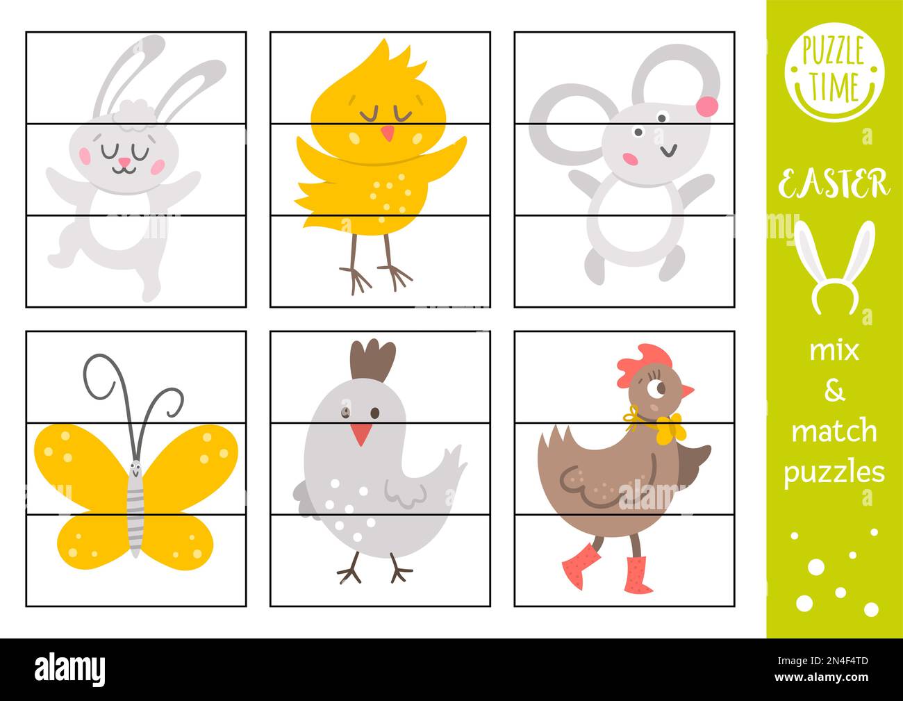 Vector Easter mix and match puzzle with traditional holiday characters ...