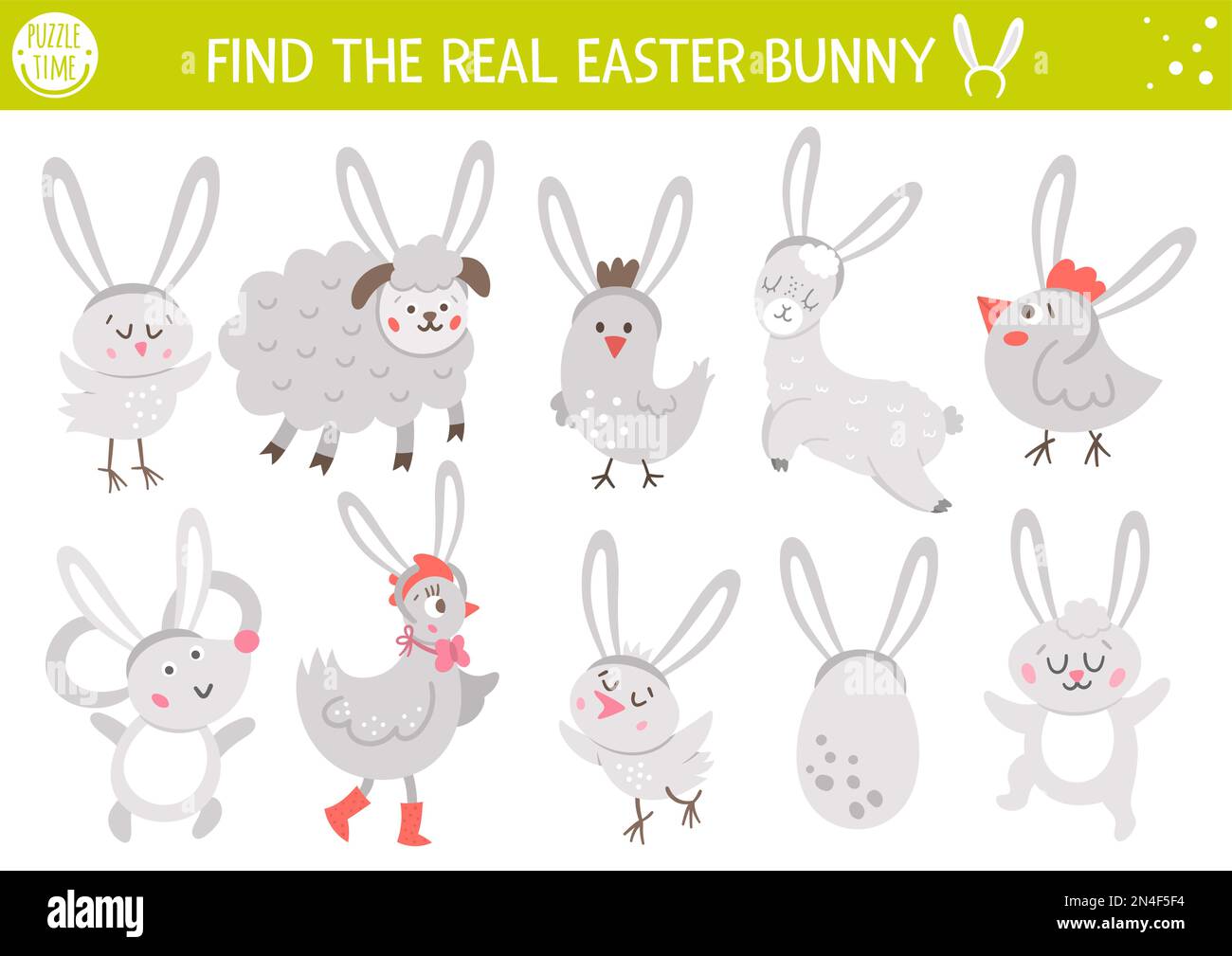 Find real bunny. Easter matching activity for children. Funny spring ...