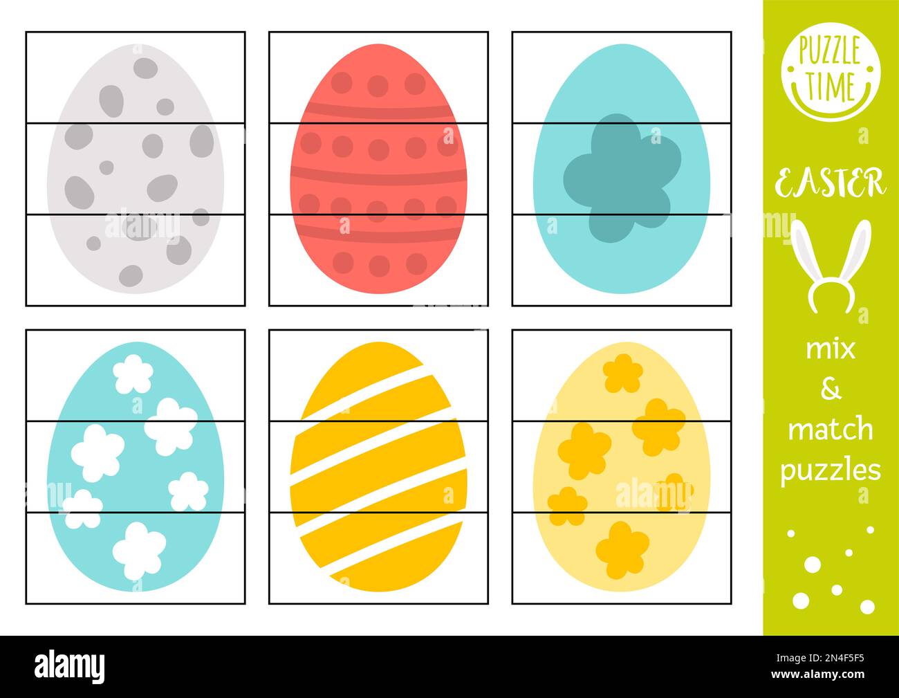Vector Easter mix and match puzzle with traditional holiday symbols ...
