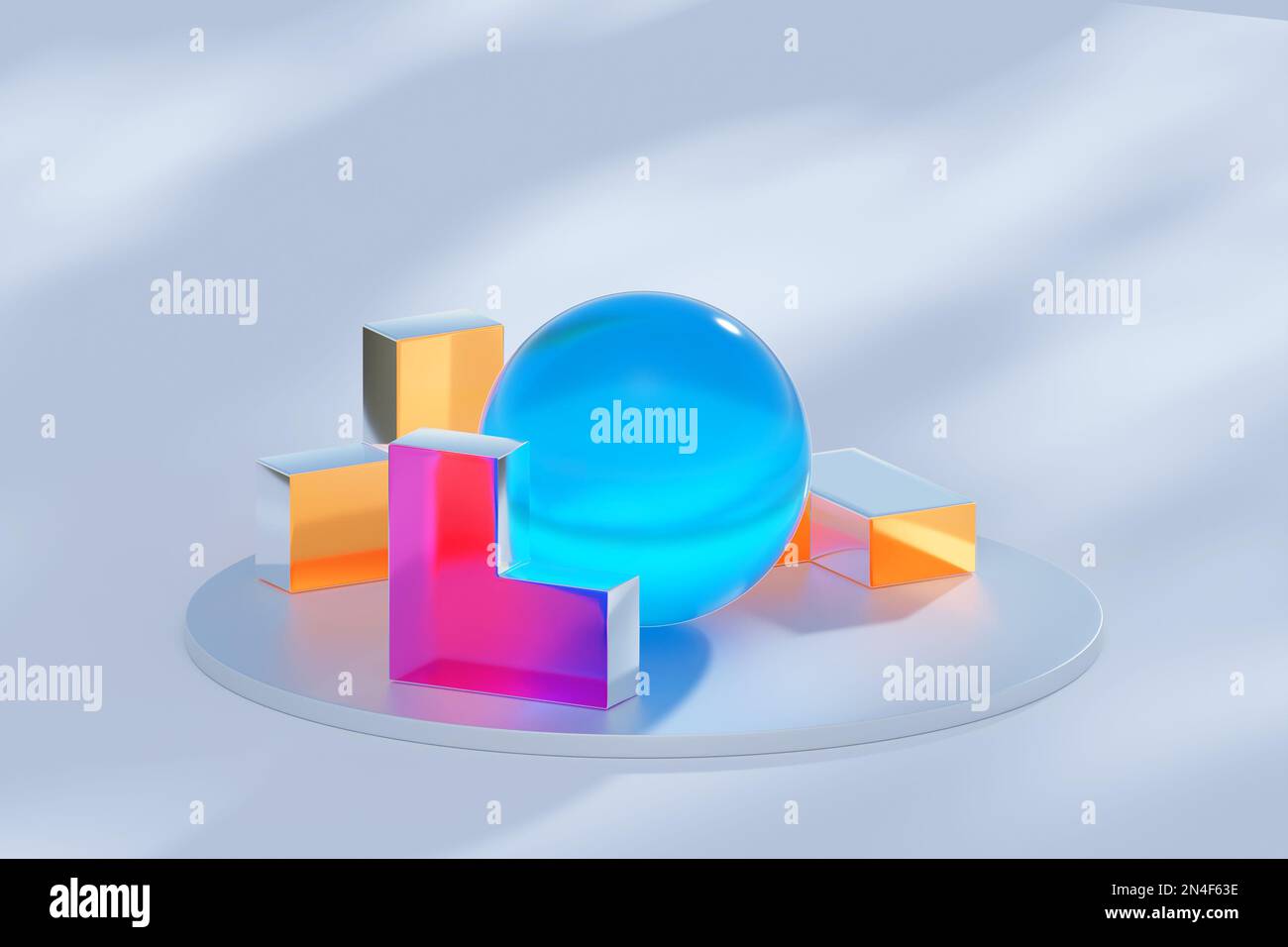 3D illustration of a colorful nodes. Fantastic shapes .Simple geometric ...