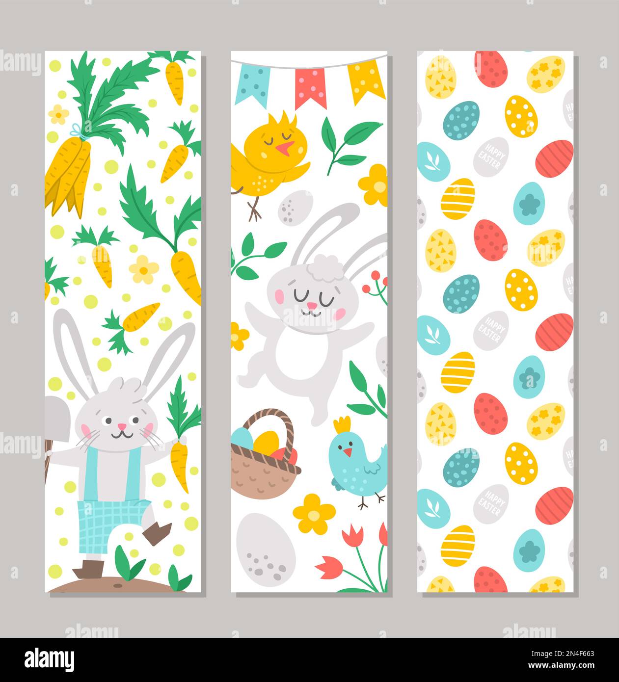 Set of Easter bookmarks or greeting card templates. Vertical Spring ...