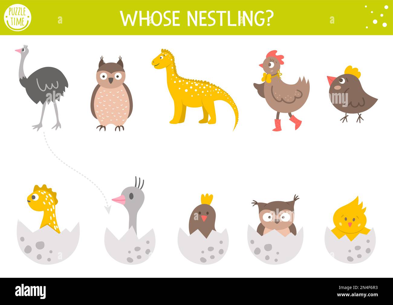 Easter matching activity for children with birds and eggs. Fun spring ...