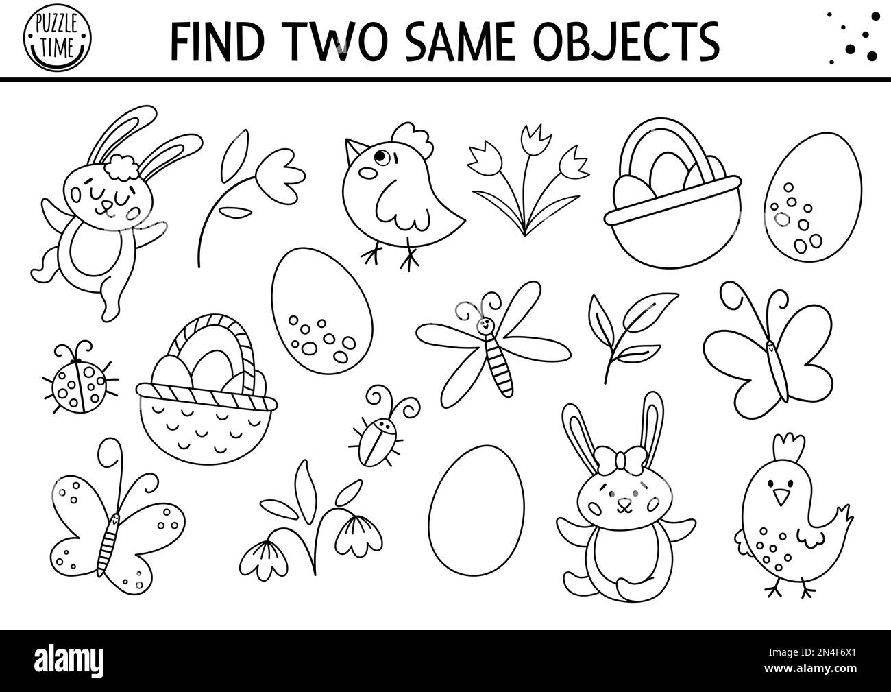 Find two same objects. Easter black and white matching activity for ...
