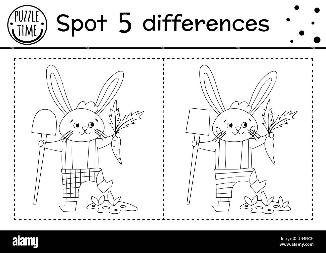 Easter find differences game for children. Holiday black and white ...