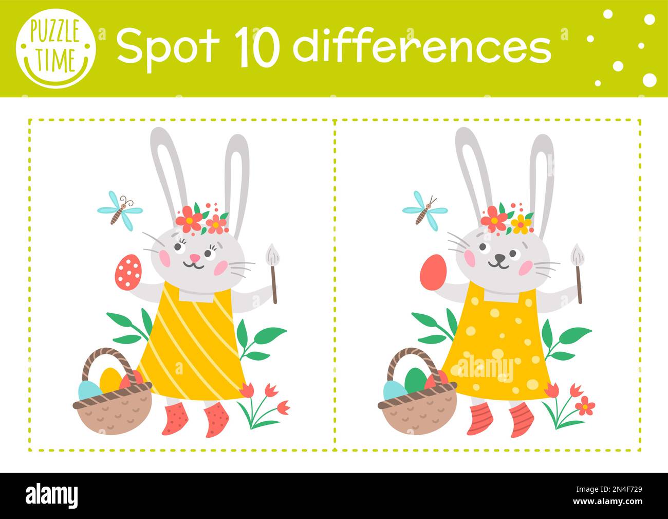 Easter find differences game for children. Holiday educational activity ...