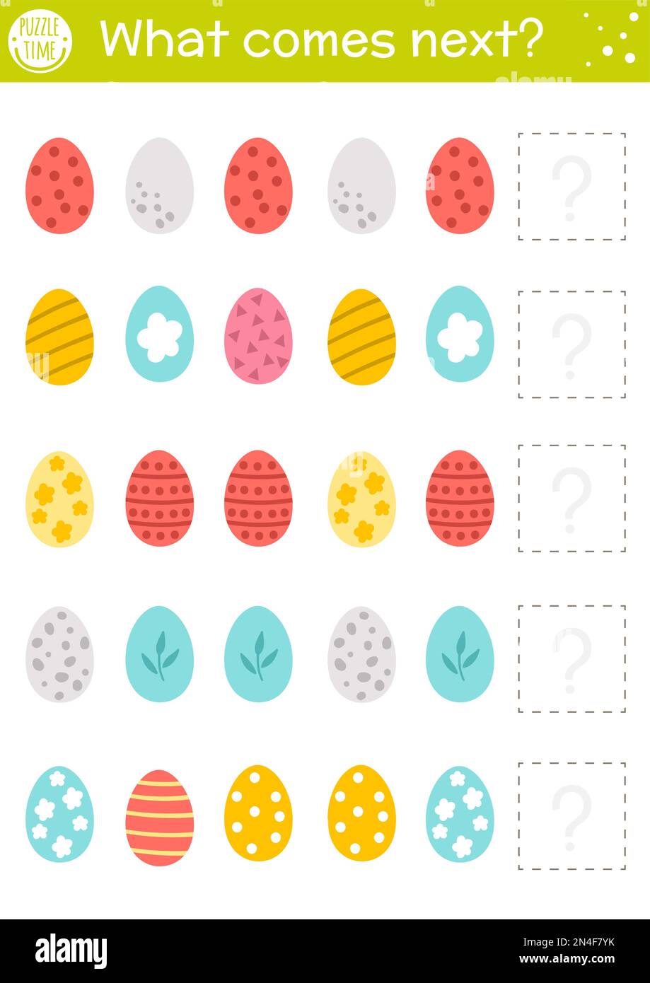 What comes next with colored decorated eggs. Easter matching activity ...