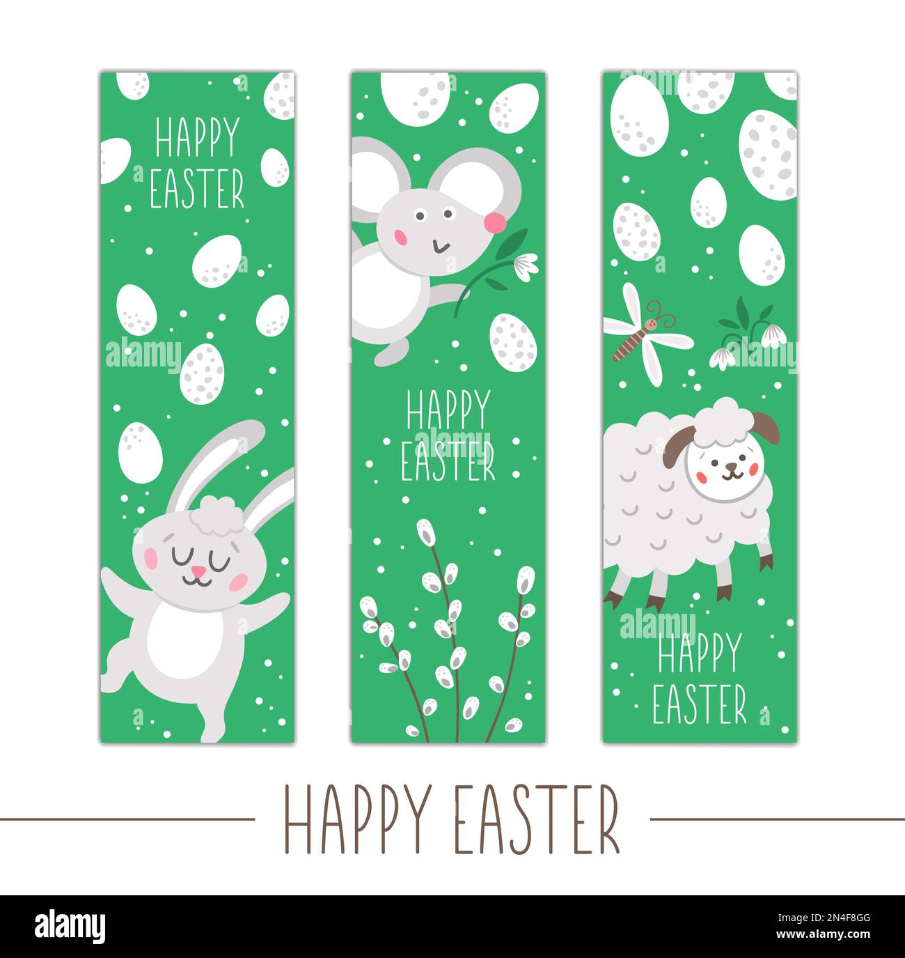 Set of Easter bookmarks or greeting card templates. Vertical Spring ...