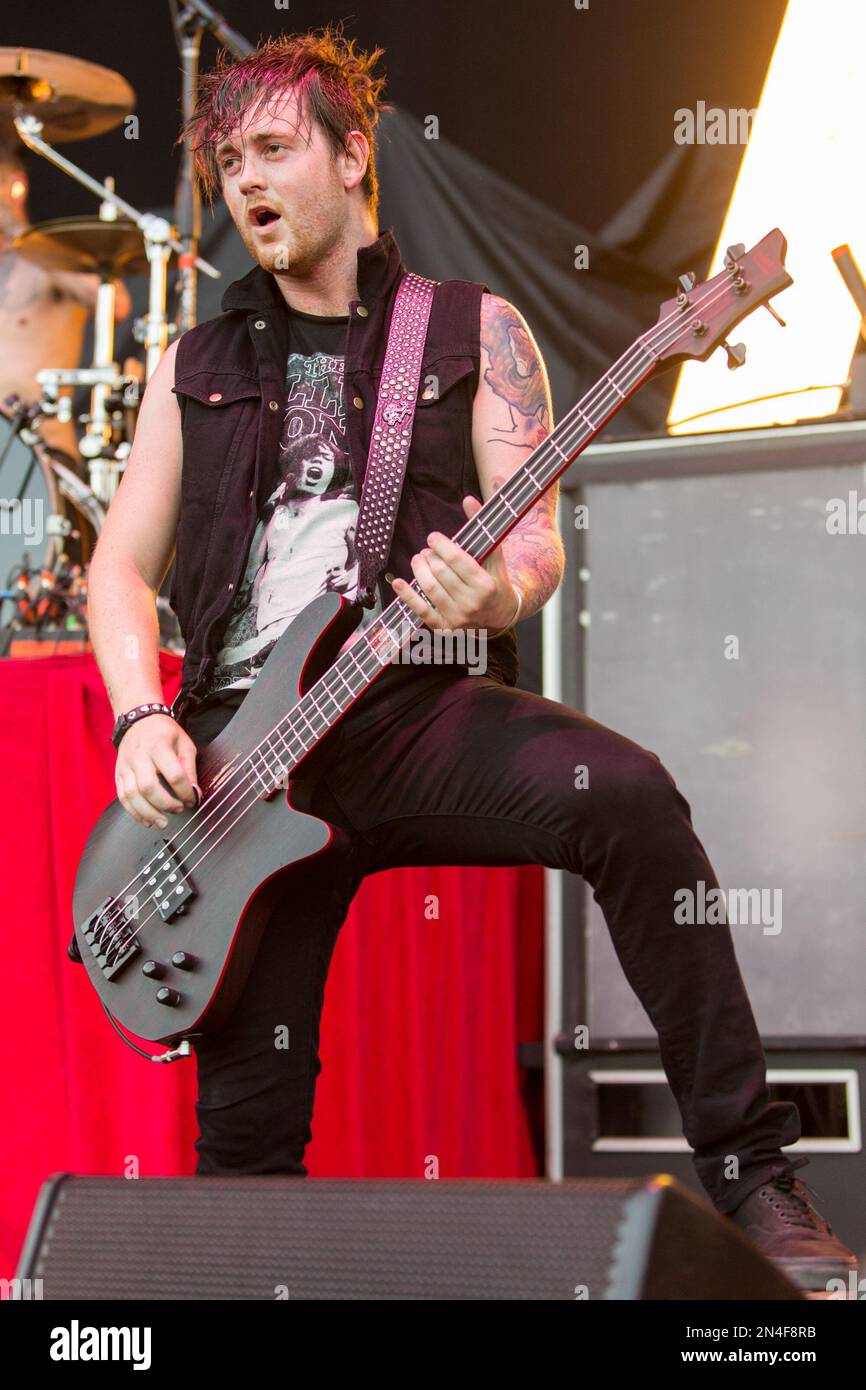 Bassist Sam Bettley of Asking Alexandria performs at the Rockstar ...