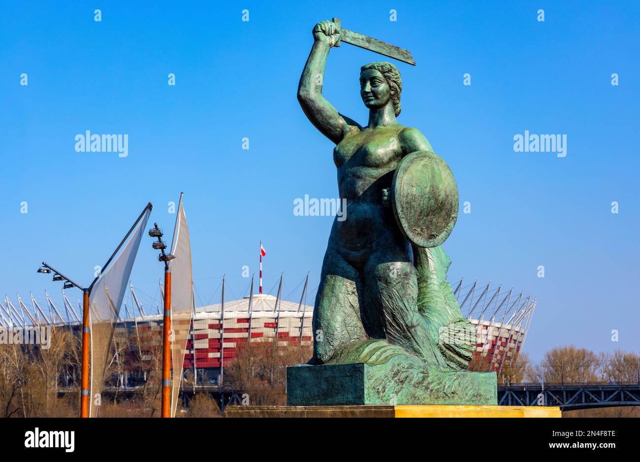 Warsaw, Poland - March 25, 2022: Warsaw Mermaid statue Syrenka by ...