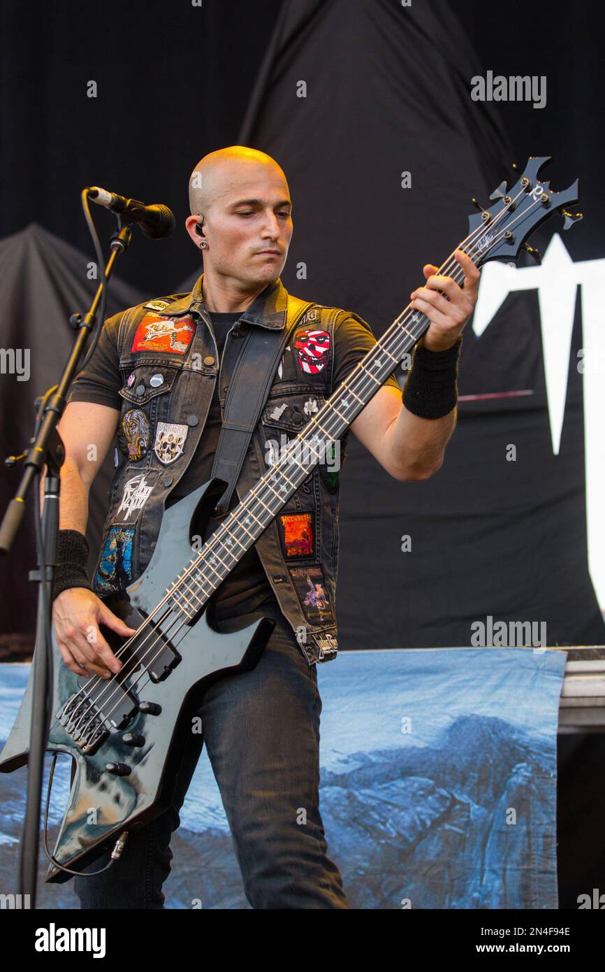 Bassist Paolo Gregoletto of Trivium performs at the Rockstar Energy ...
