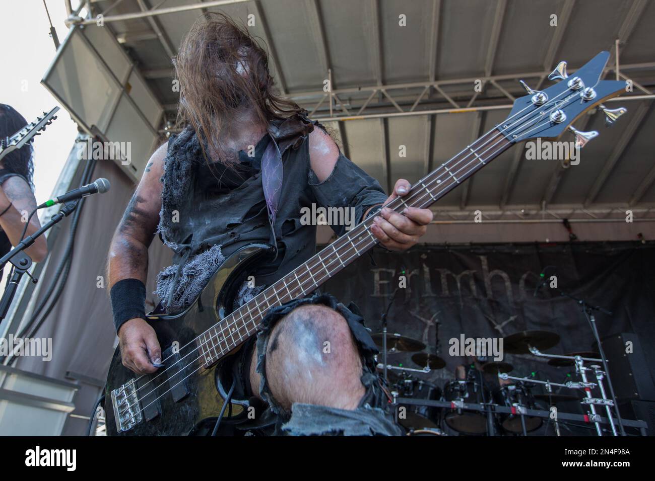 Bassist Leather King of Erimha performs at the Rockstar Energy Drink ...