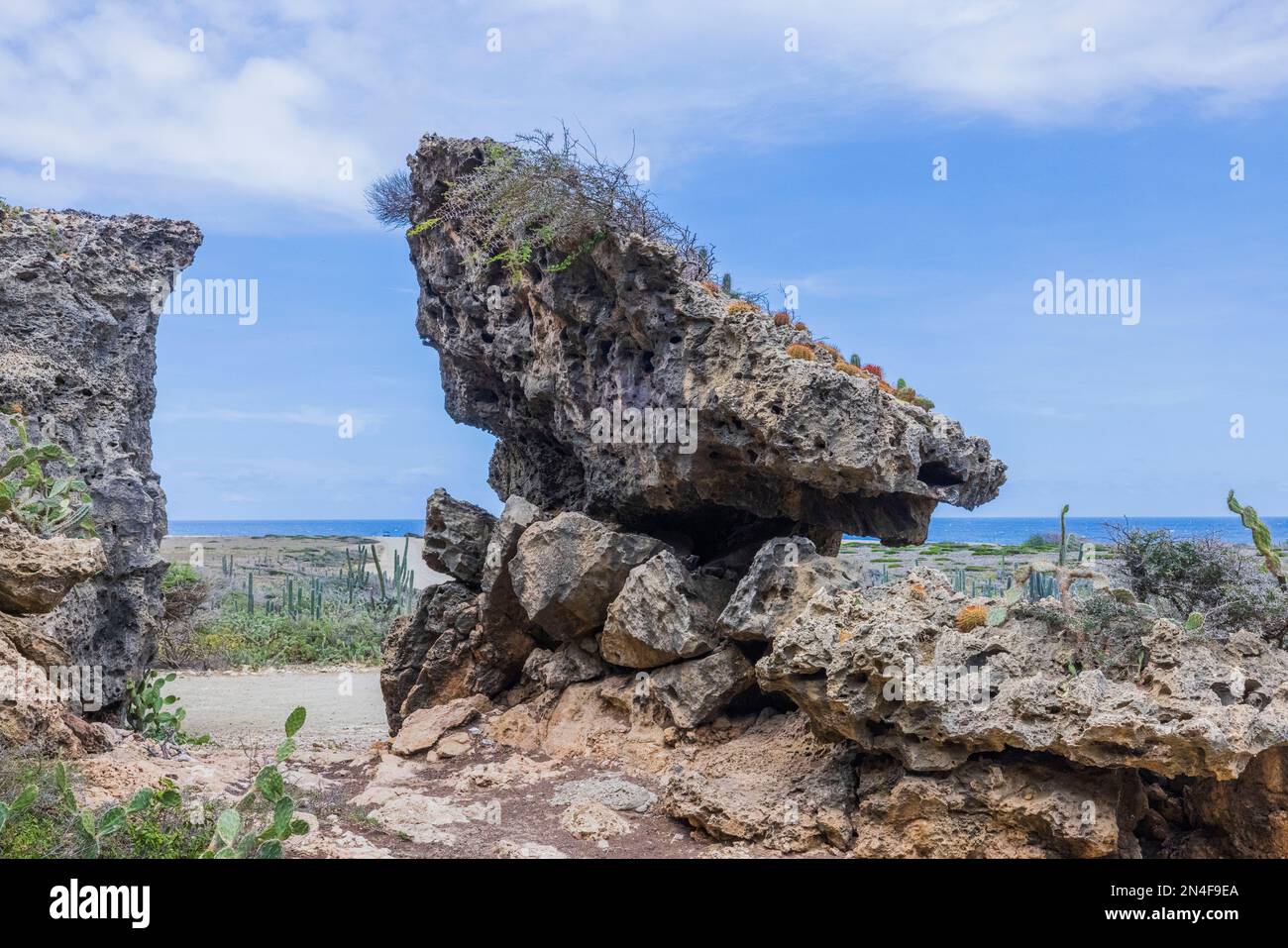Beautiful nature landscape backgrounds. Big rocks on blue ocean merging ...