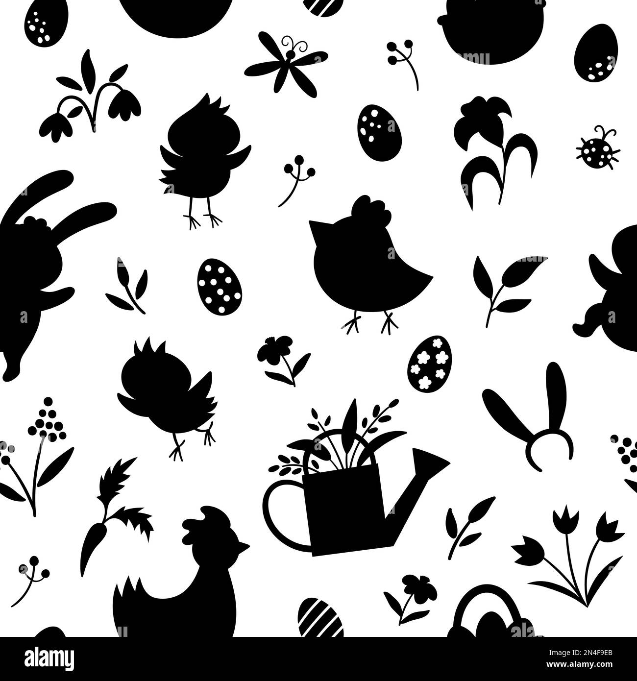Vector seamless pattern with Easter silhouettes. Vector repeating ...