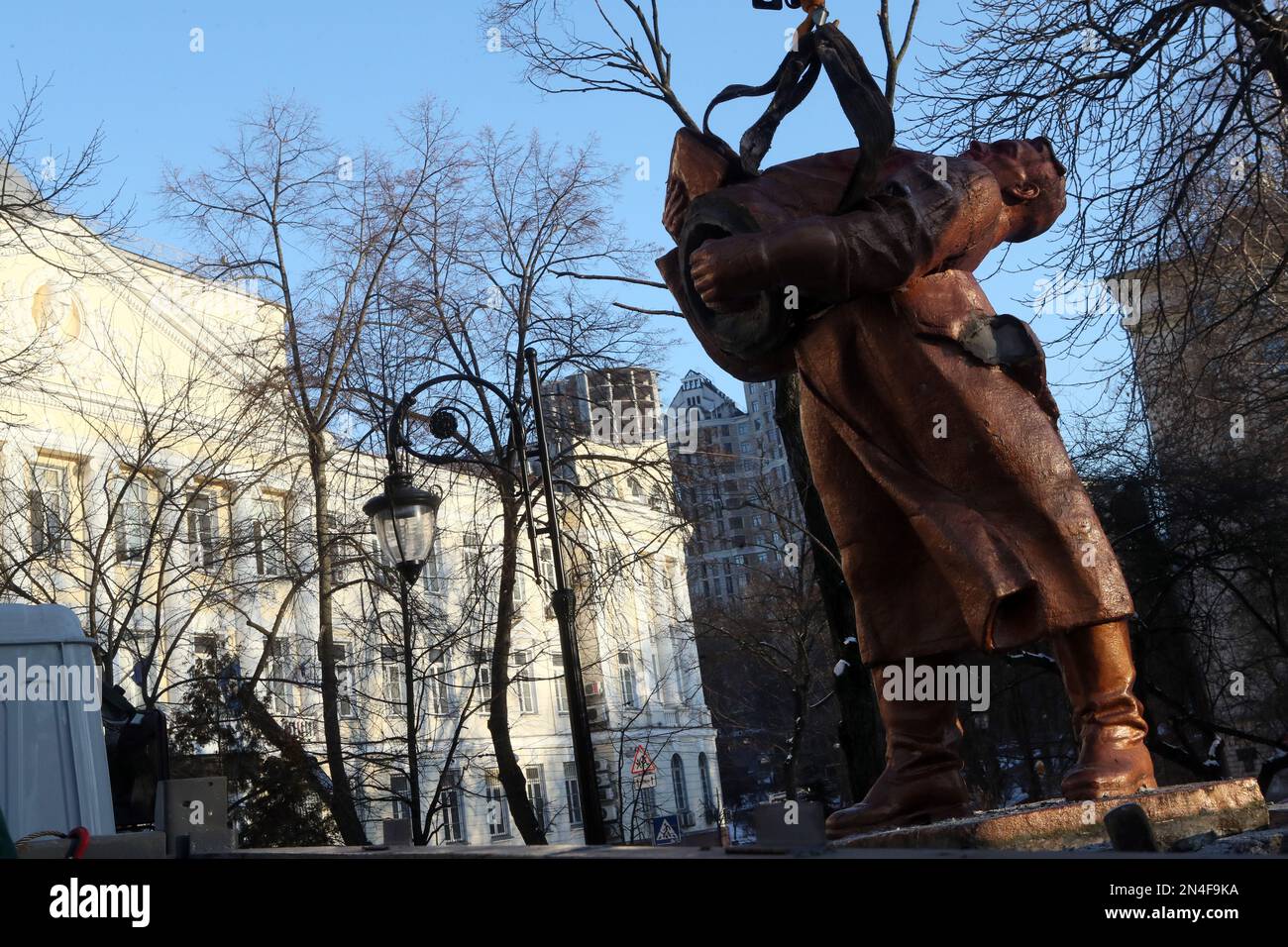 KYIV, UKRAINE - FEBRUARY 8, 2023 - The monument to Soviet pilot Valery ...