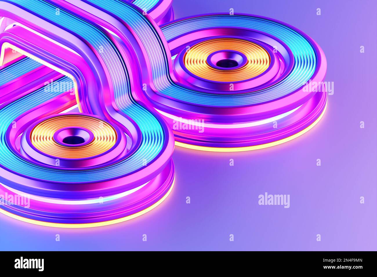 Abstract dynamic shape with ilghting smooth edges, sides. 3D ...