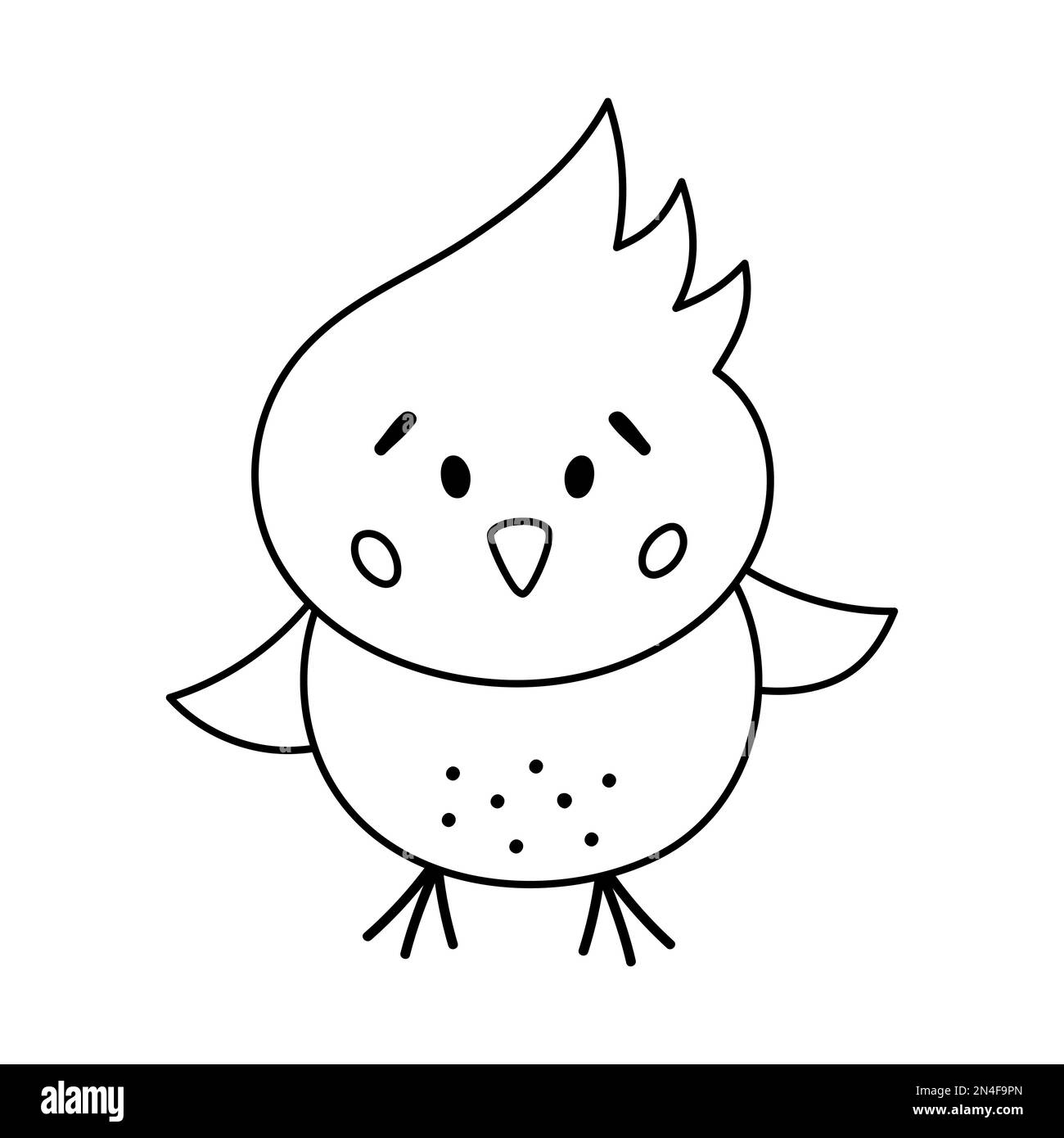 Vector black and white funny chick icon. Outline spring, Easter or farm ...