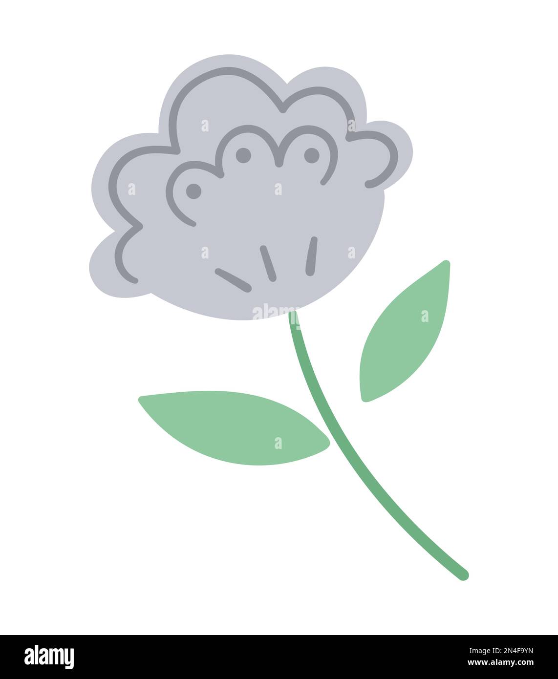 Vector grey flower isolated on white background. Floral decorative ...