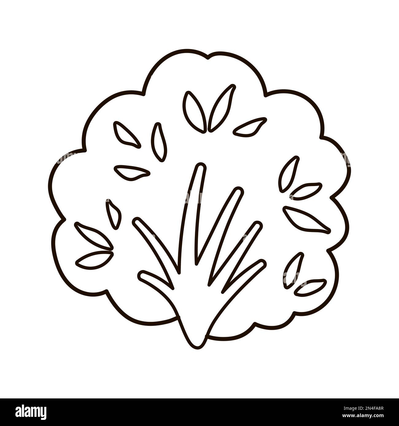 Vector black and white bush icon. Little outline shrub isolated on ...