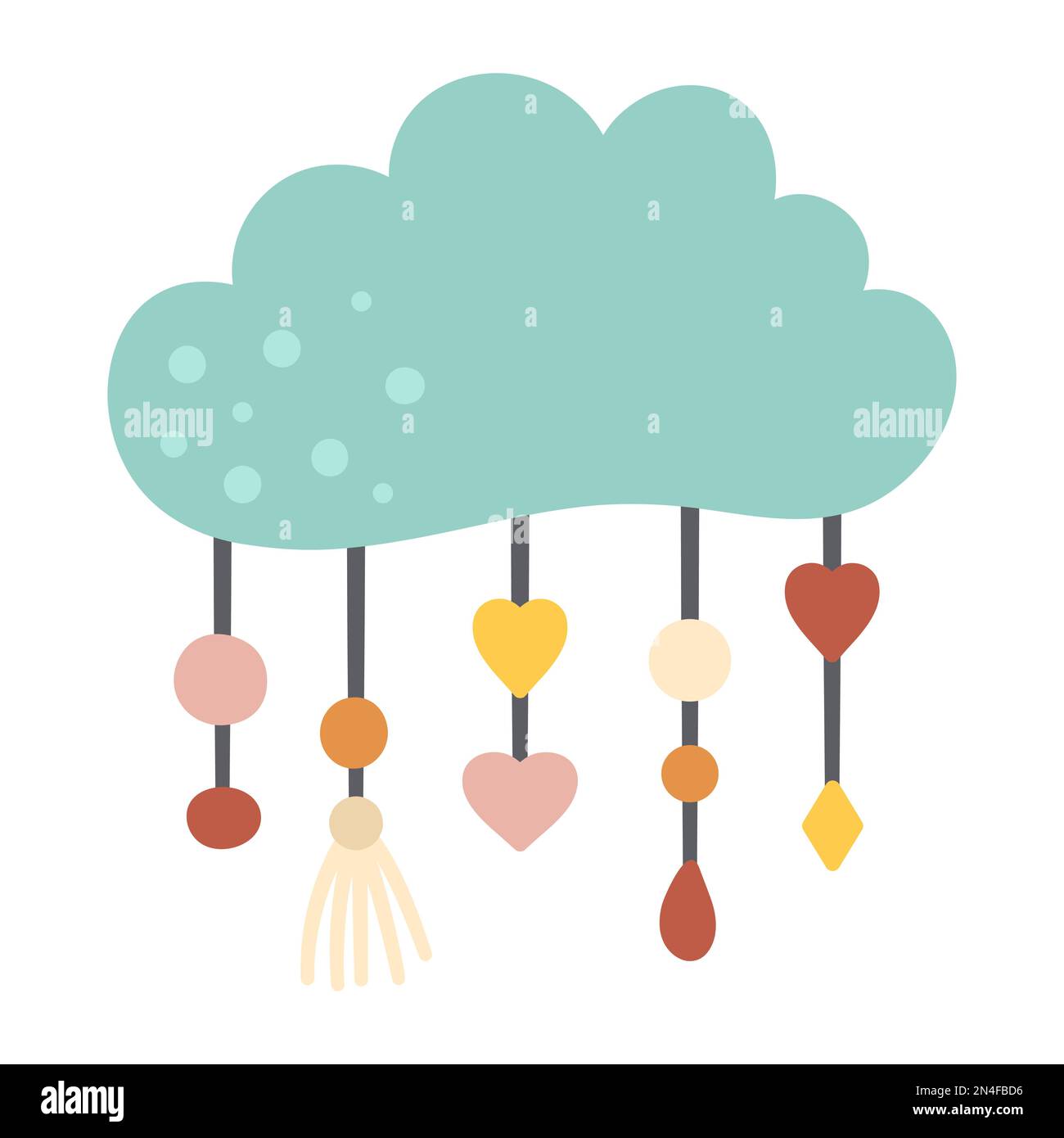 Vector boho cloud with pendants. Bohemian icon isolated on white ...