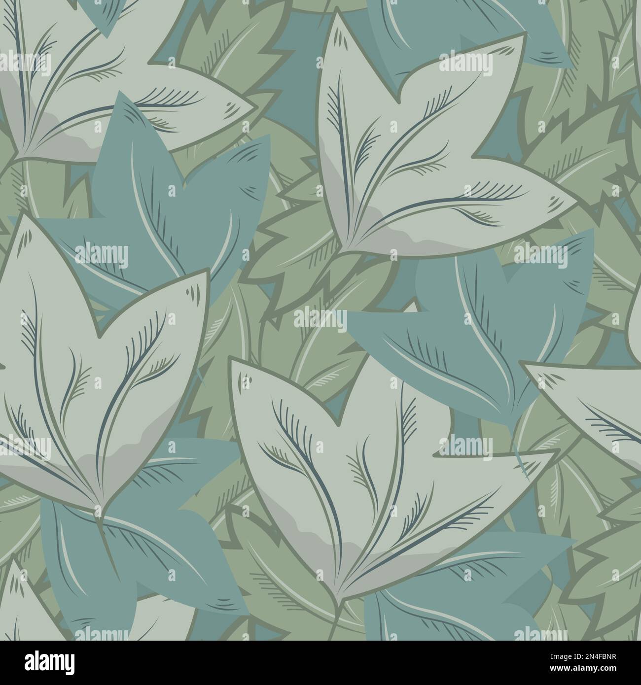 Stylized oak and maple leaf vector seamless pattern background. Pastel ...