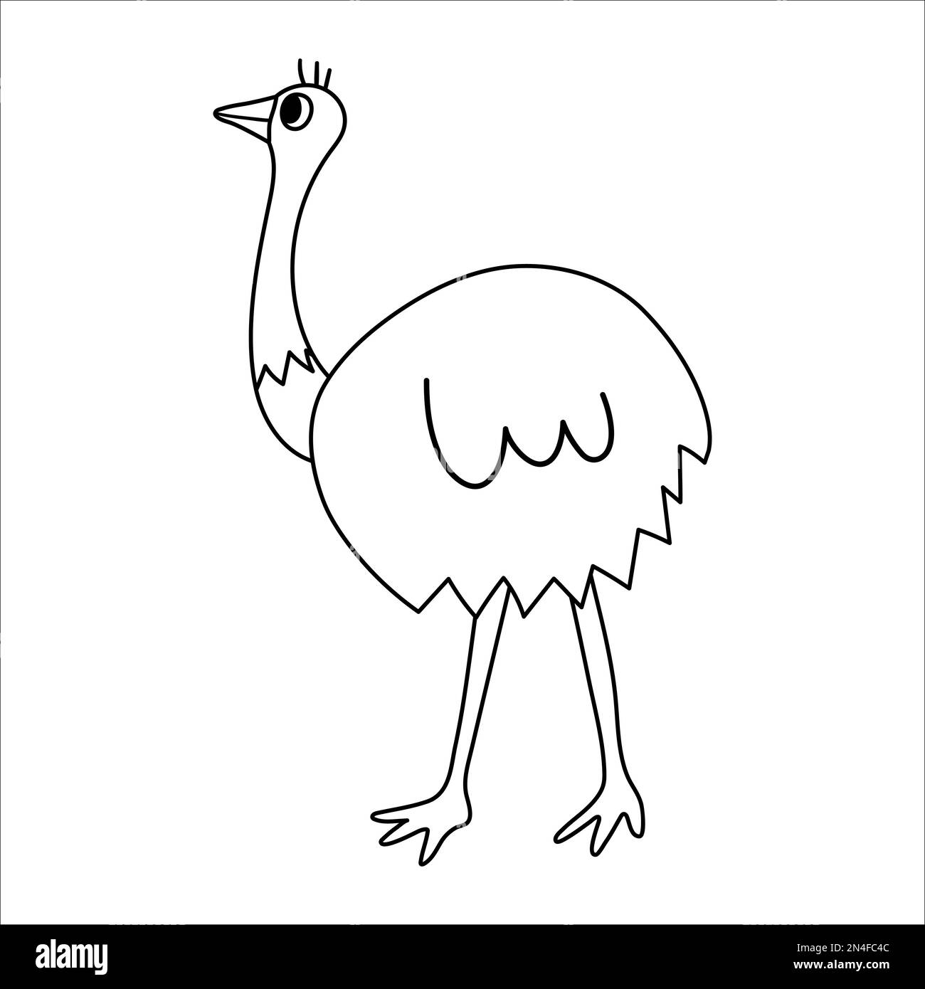 Vector black and white ostrich icon isolated on white background. Cute ...
