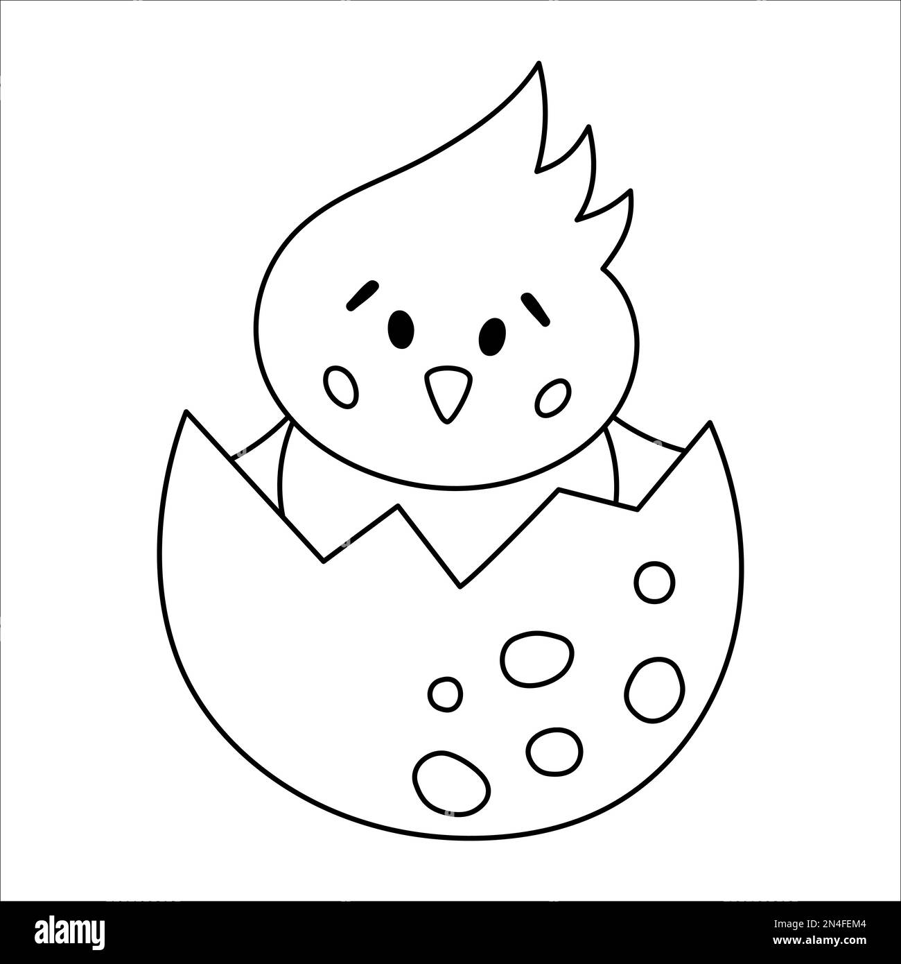 Vector black and white hen nestling icon. Little farm bird outline ...